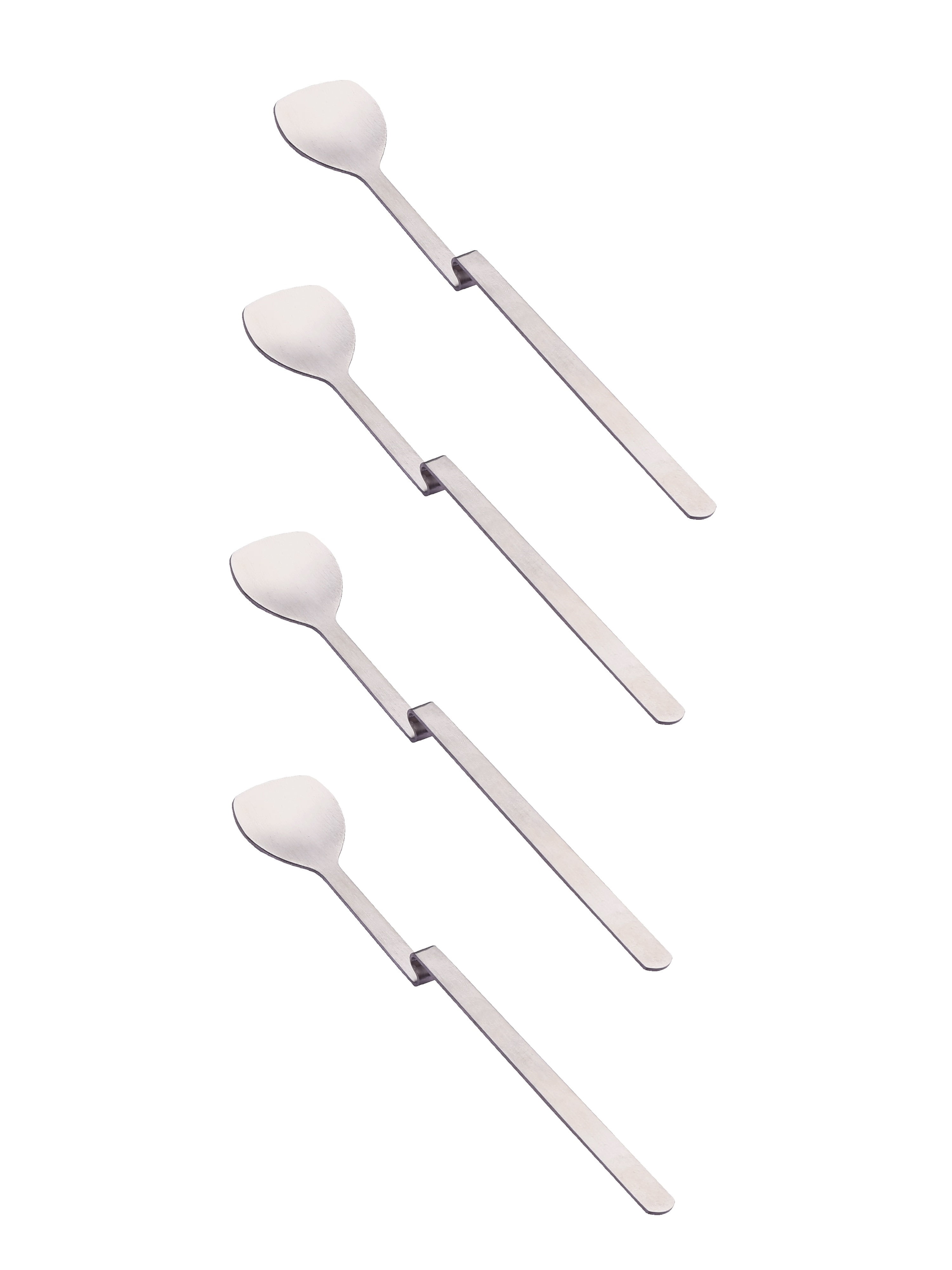 i Kito Espresso Spoon Silver Long Unique Set of 4, Mixing Spoon Set, 7 ...