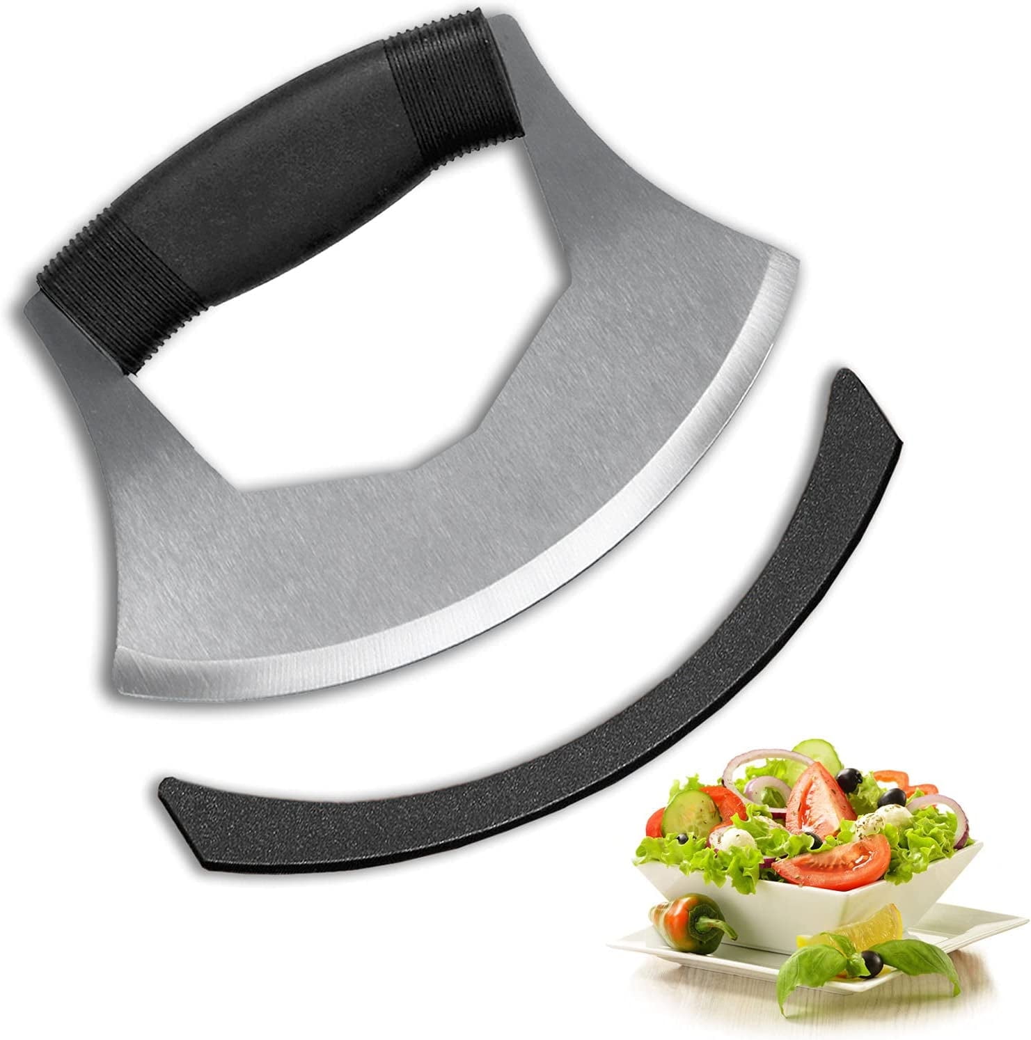 i Kito Stainless Steel Mezzaluna Chopper, Single Blade Pizza & Salad ...