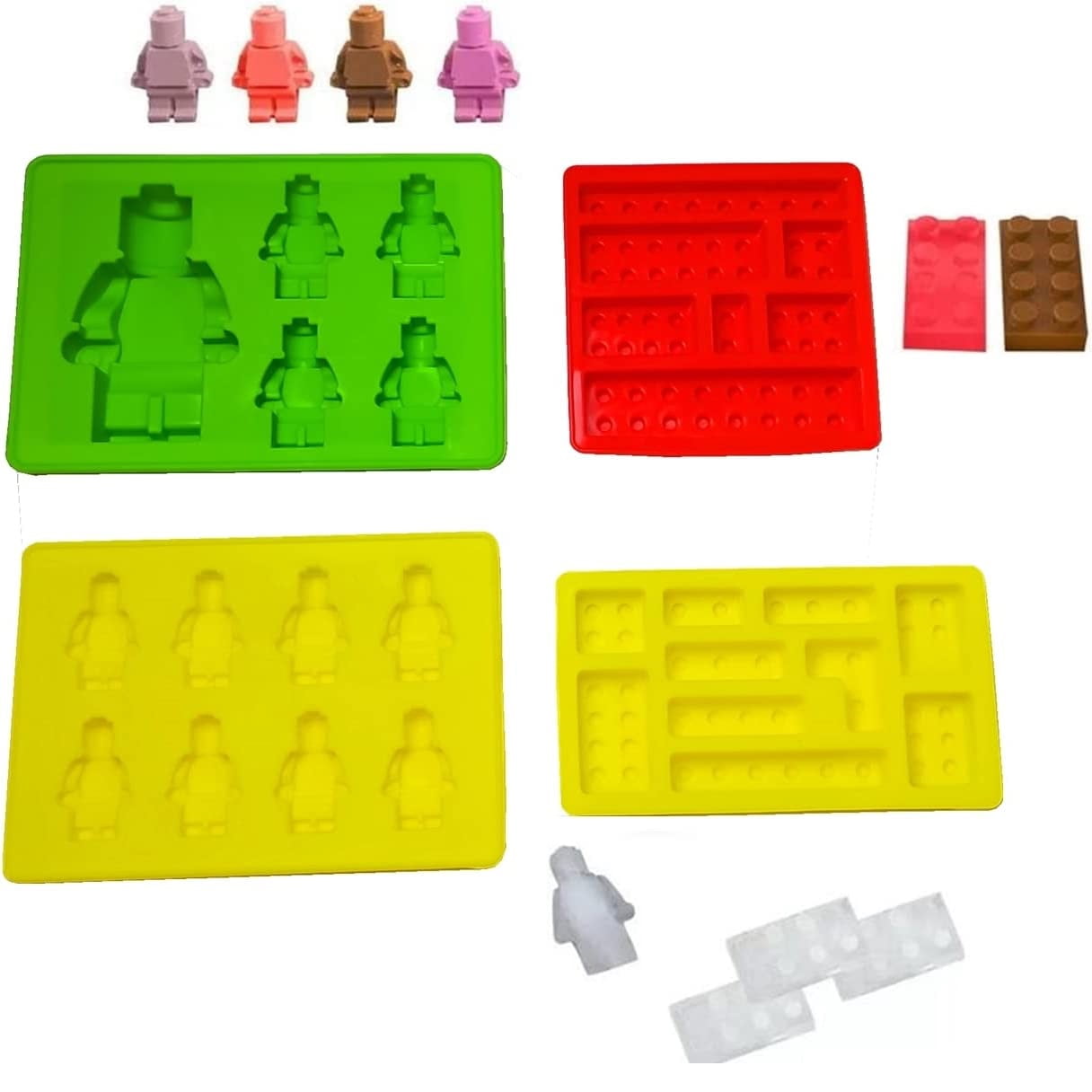 i Kito Silicone Chocolate Molds for Baking, Building Brick Candy Robot ...