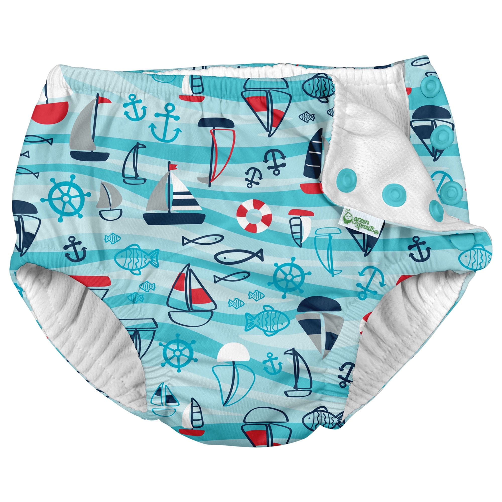 i Play Boys Reusable Absorbent Baby Swim Diapers Aqua Wavy Nautical 24 ...