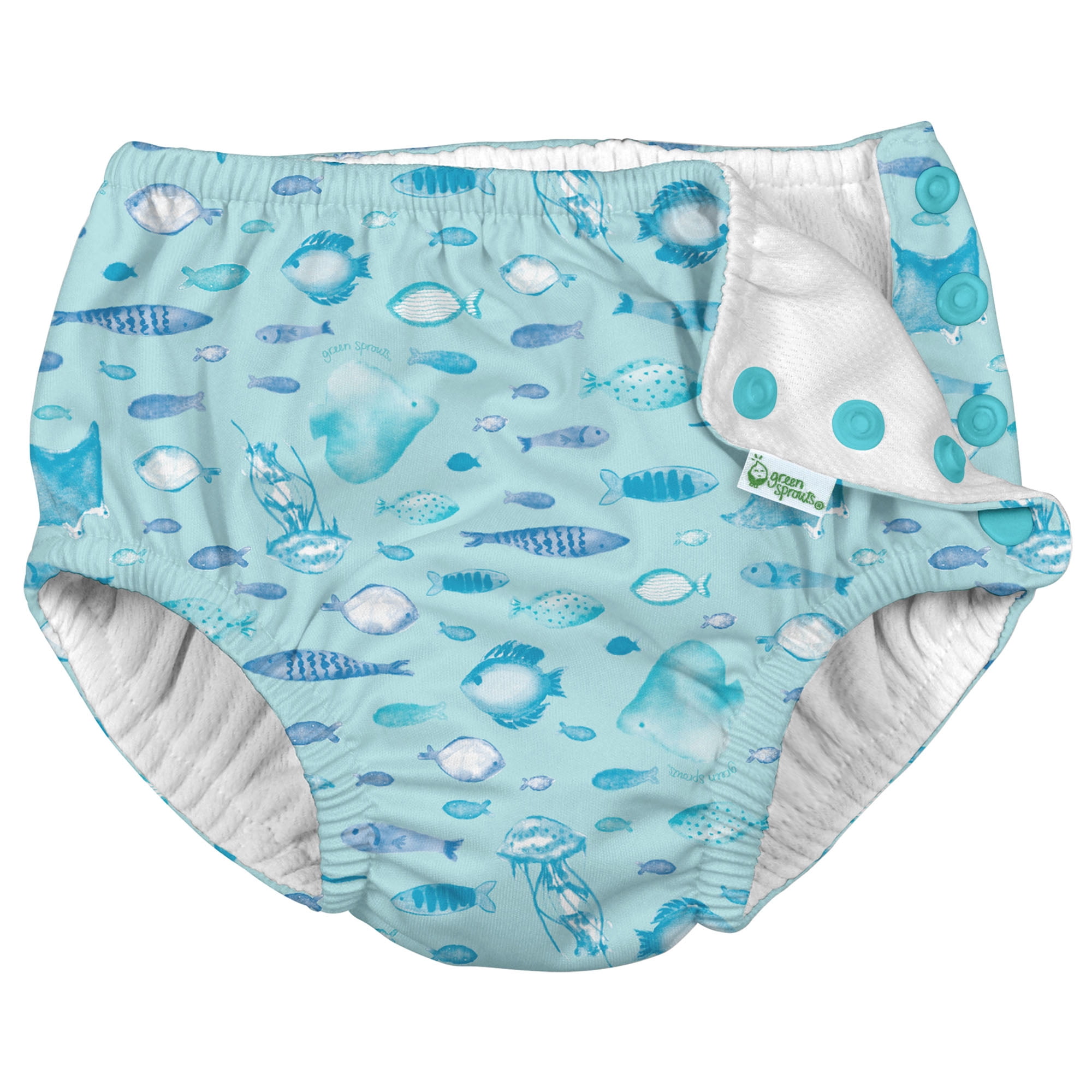 i Play Boys Reusable Absorbent Baby Swim Diapers Light Aqua Fish 24 ...