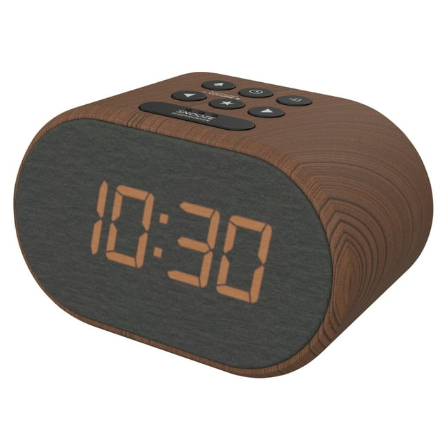 i-box Lite Wooden Alarm Clock with USB Phone Port, LED Display, FM ...