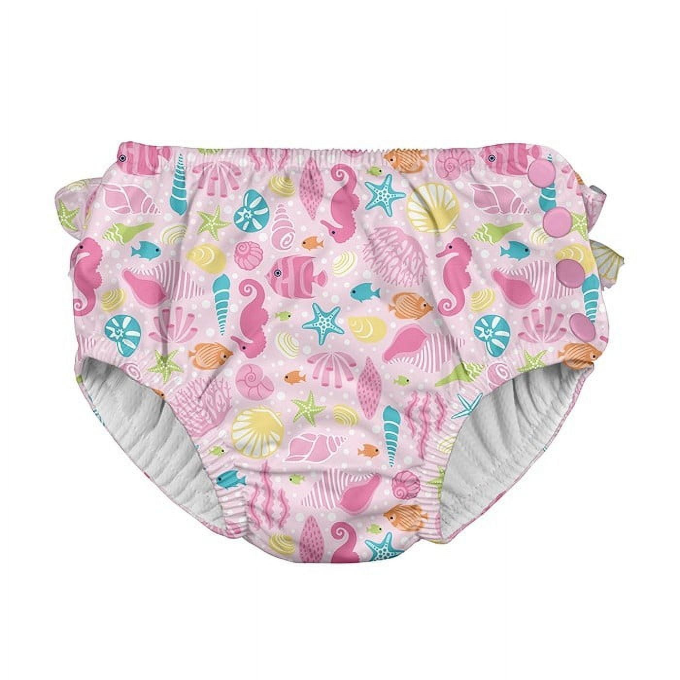 Ruffle Snap Reusable Absorbent Swimsuit Diaper-Pink Sealife - Walmart.com