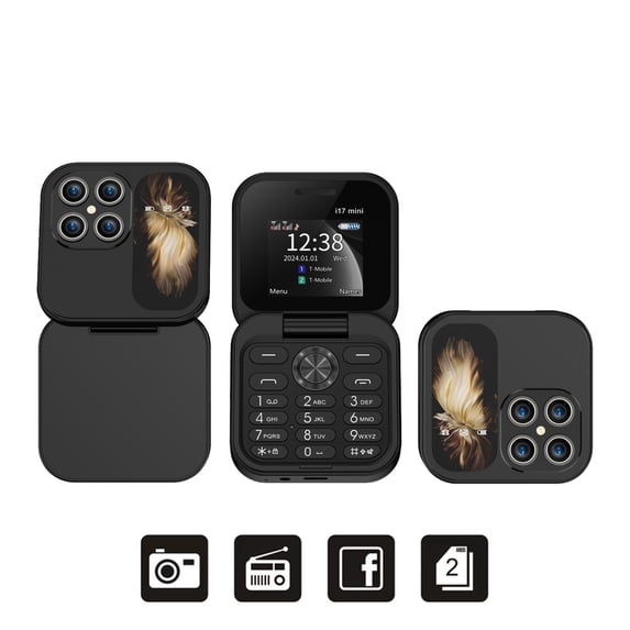 i17 Mini Flip Mobile Phone 2G GSM 1.77" Screen Speed Dial Torch Compact ...