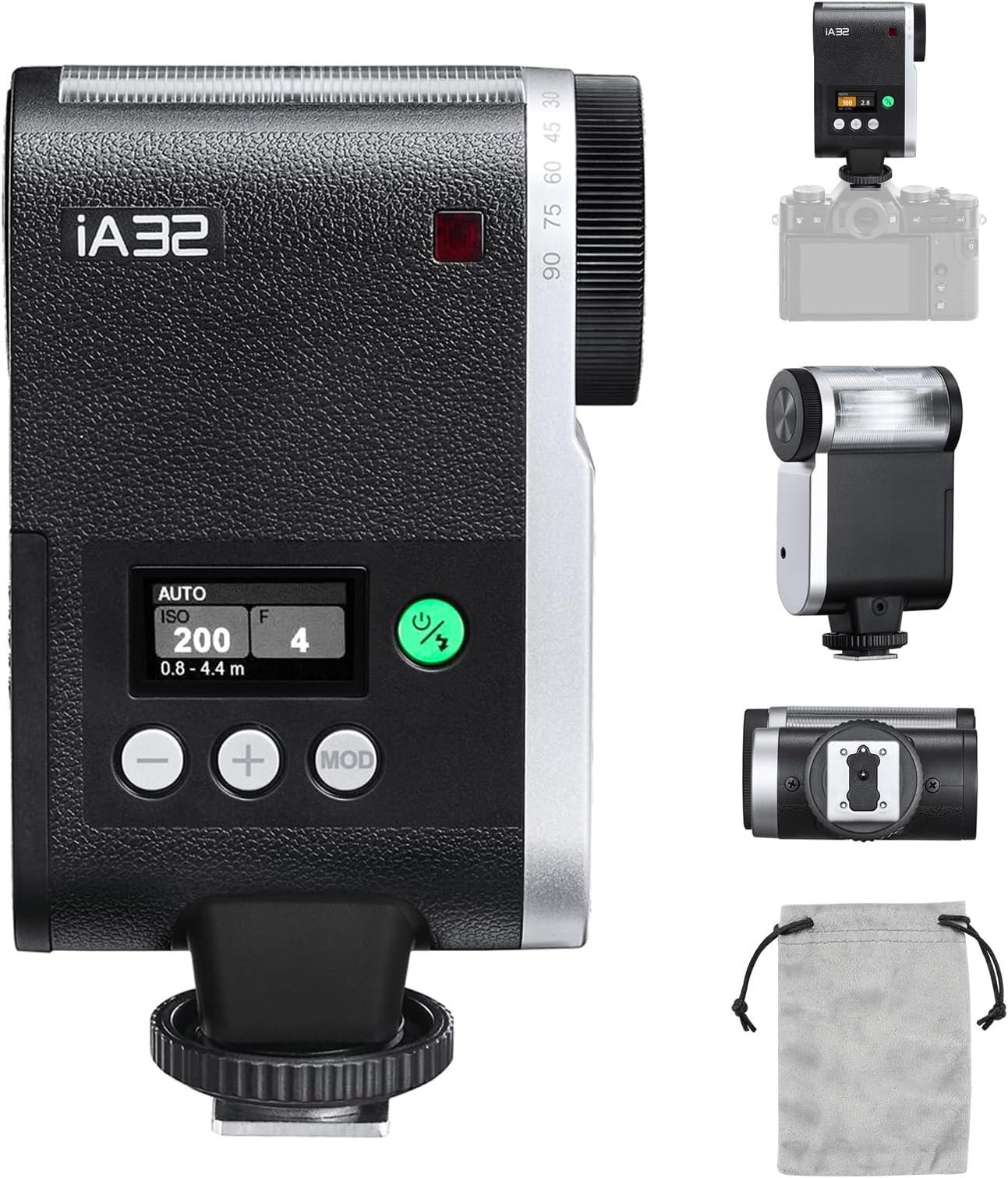 iA32 Flash, Hot Shoes Flash with 8 Levels Power Output, 490 Full Power ...