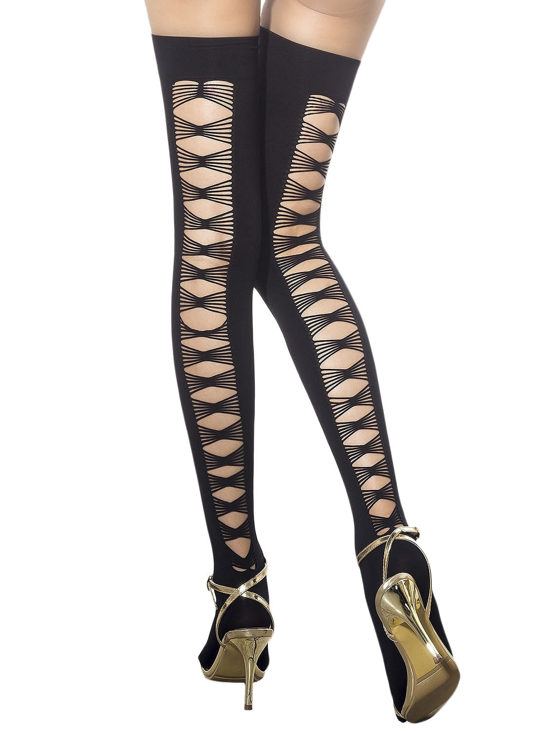 iB-iP Women's Back Slashed Tied Up Japanese Style Thigh High Hold-up Stockings - Walmart.com