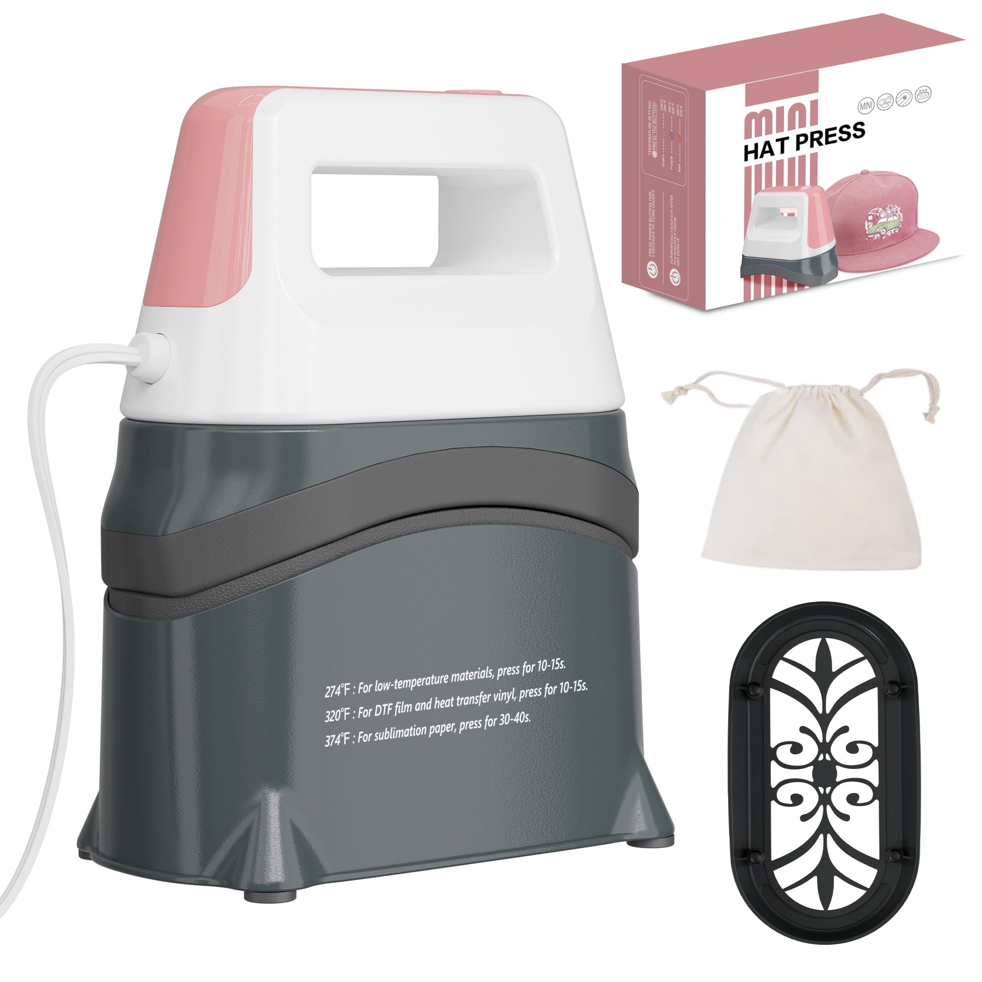 iBabymax Portable Hat Heat Press Machine with 6.3"x3.3" Ceramic-Coated ...