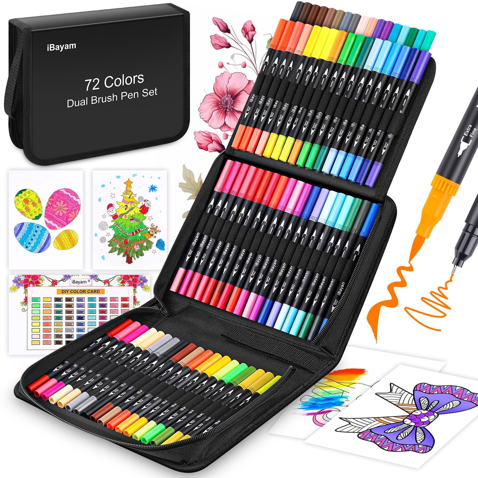 iBayam Art Markers Set, 72 Colors Dual Tip Brush Pens for Adult ...