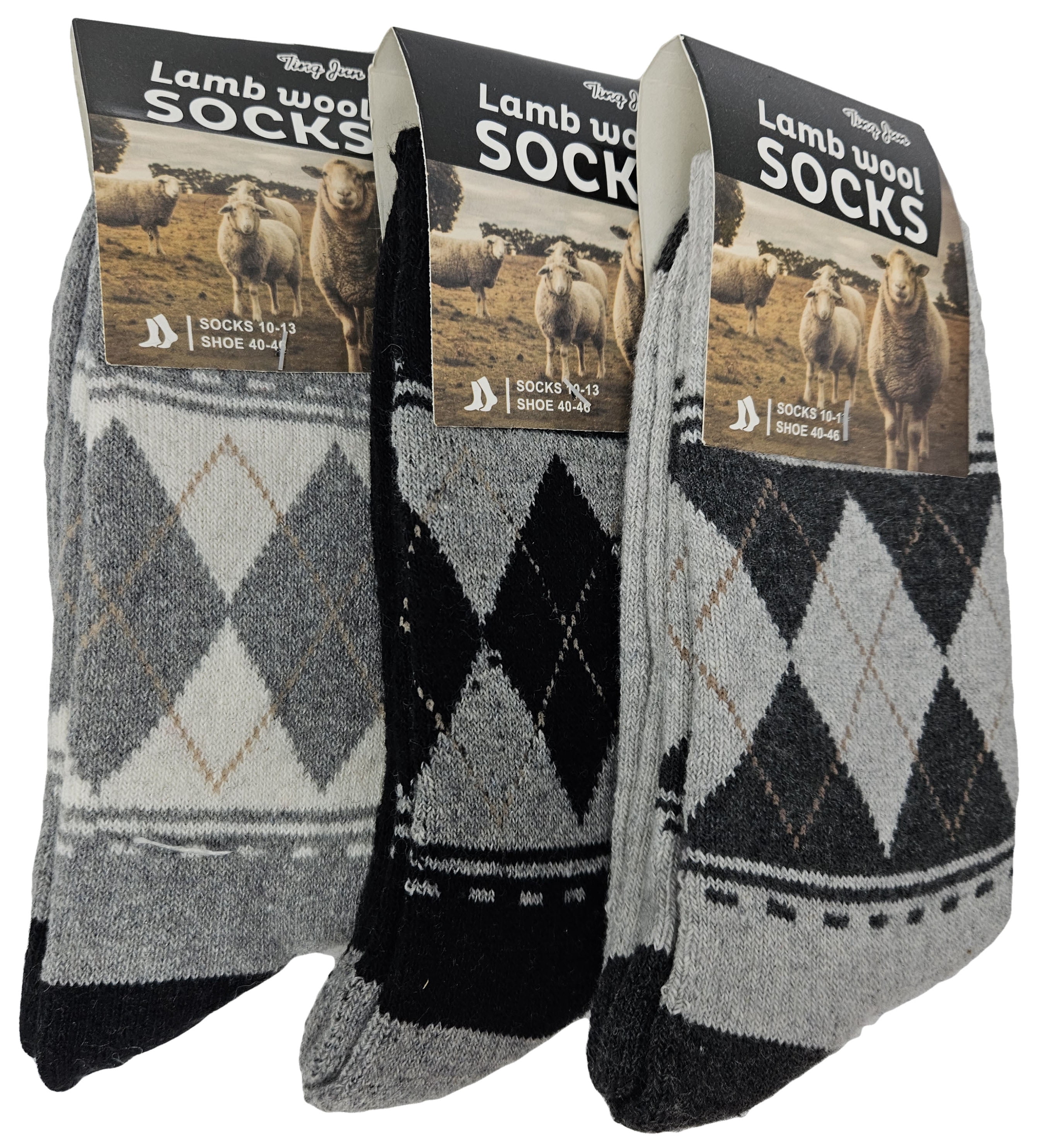 iBerryNY Men Lamb Wool Socks, Warm Winter Thermal Hiking Crew Socks, 3 ...