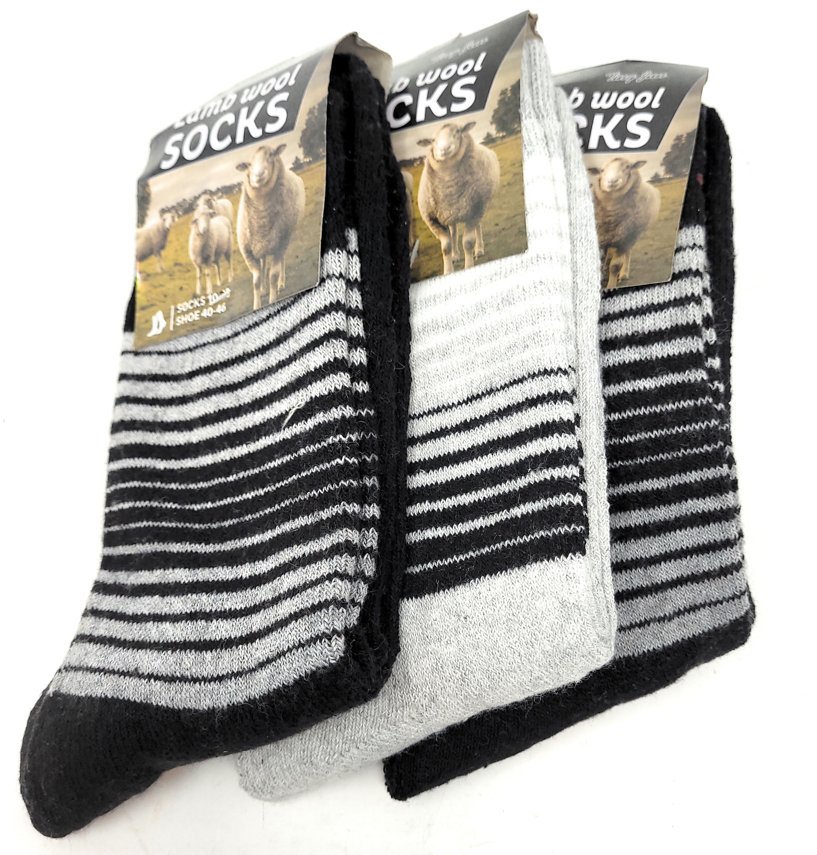 iBerryNY Men Lamb Wool Socks, Warm Winter Thermal Hiking Crew Socks, 3 ...