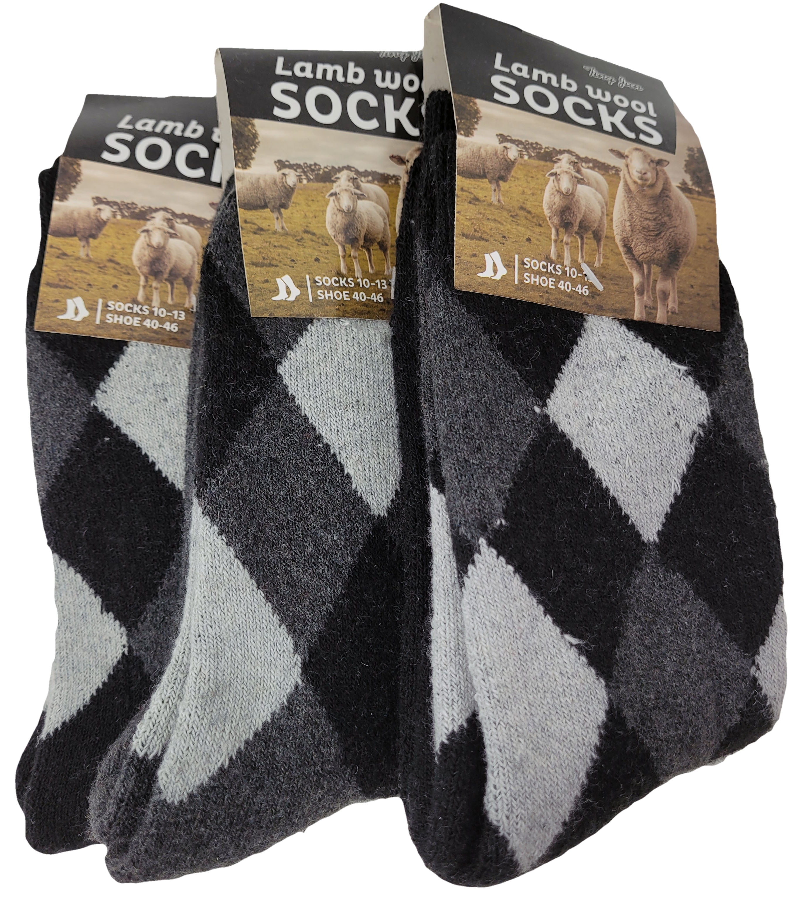 iBerryNY Men Lamb Wool Socks, Warm Winter Thermal Hiking Crew Socks, 3 ...