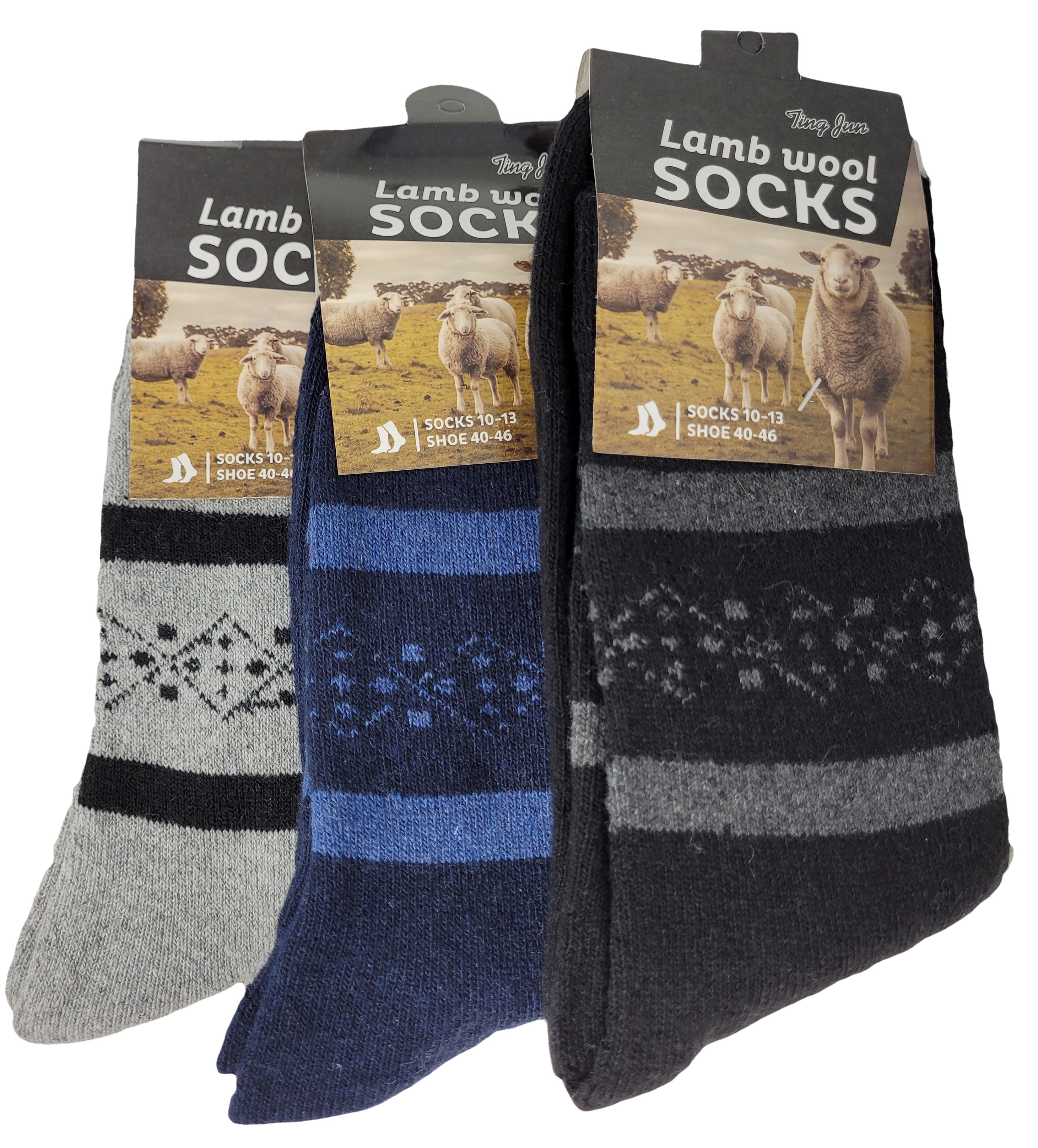 iBerryNY Men Lamb Wool Socks, Warm Winter Thermal Hiking Crew Socks, 3 ...