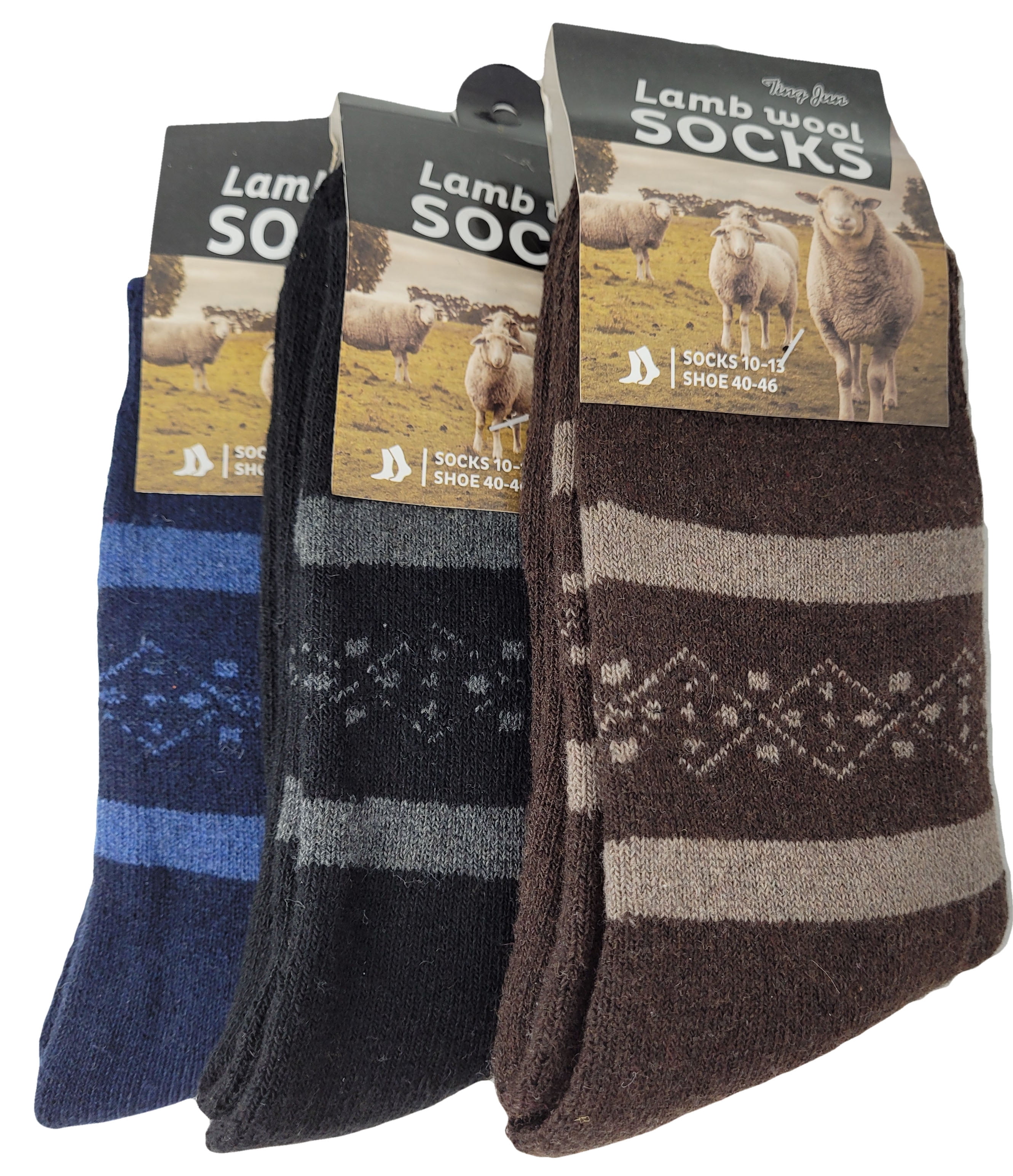 iBerryNY Men Lamb Wool Socks, Warm Winter Thermal Hiking Crew Socks, 3 ...