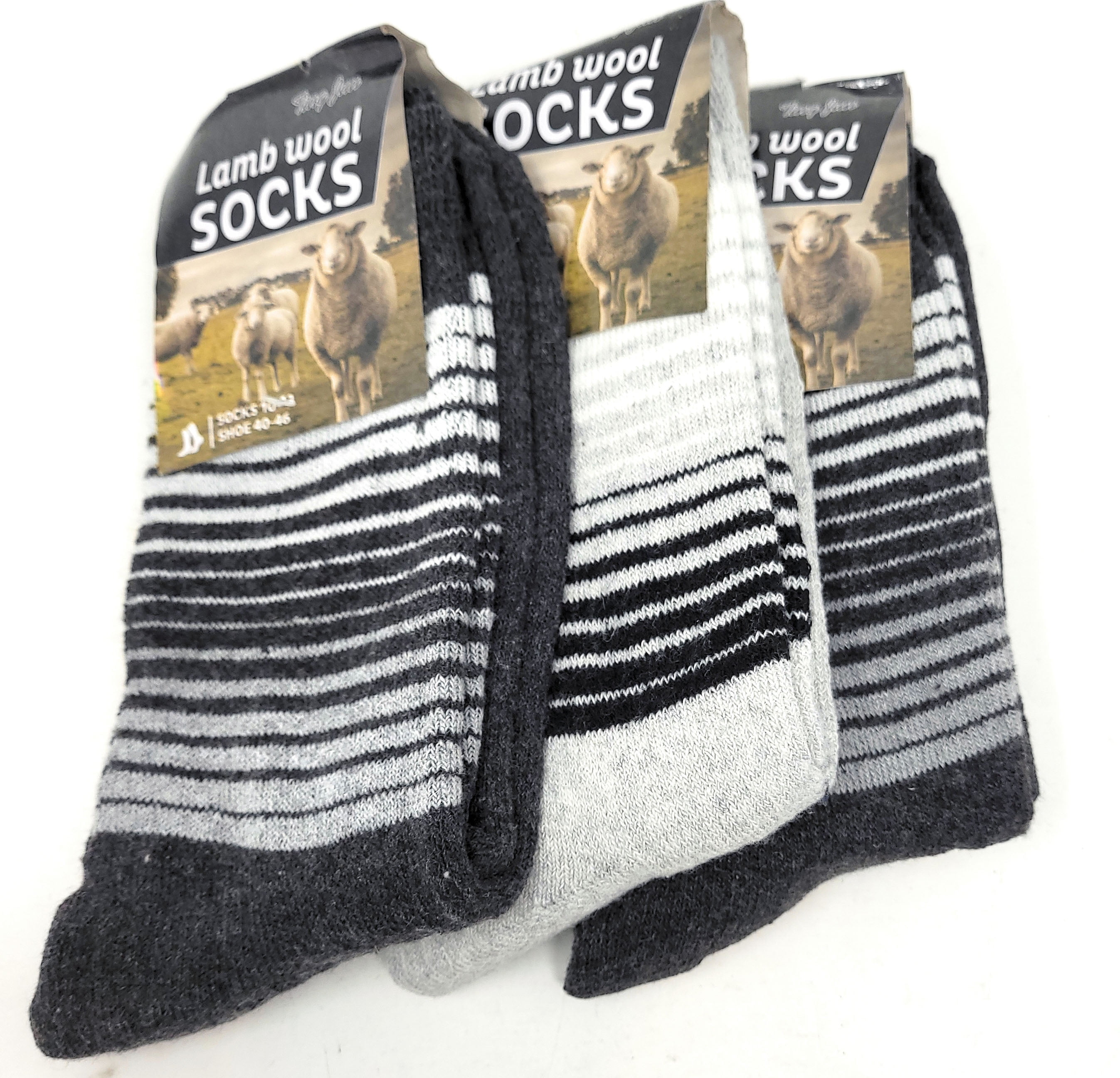 iBerryNY Men Lamb Wool Socks, Warm Winter Thermal Hiking Crew Socks, 3 ...