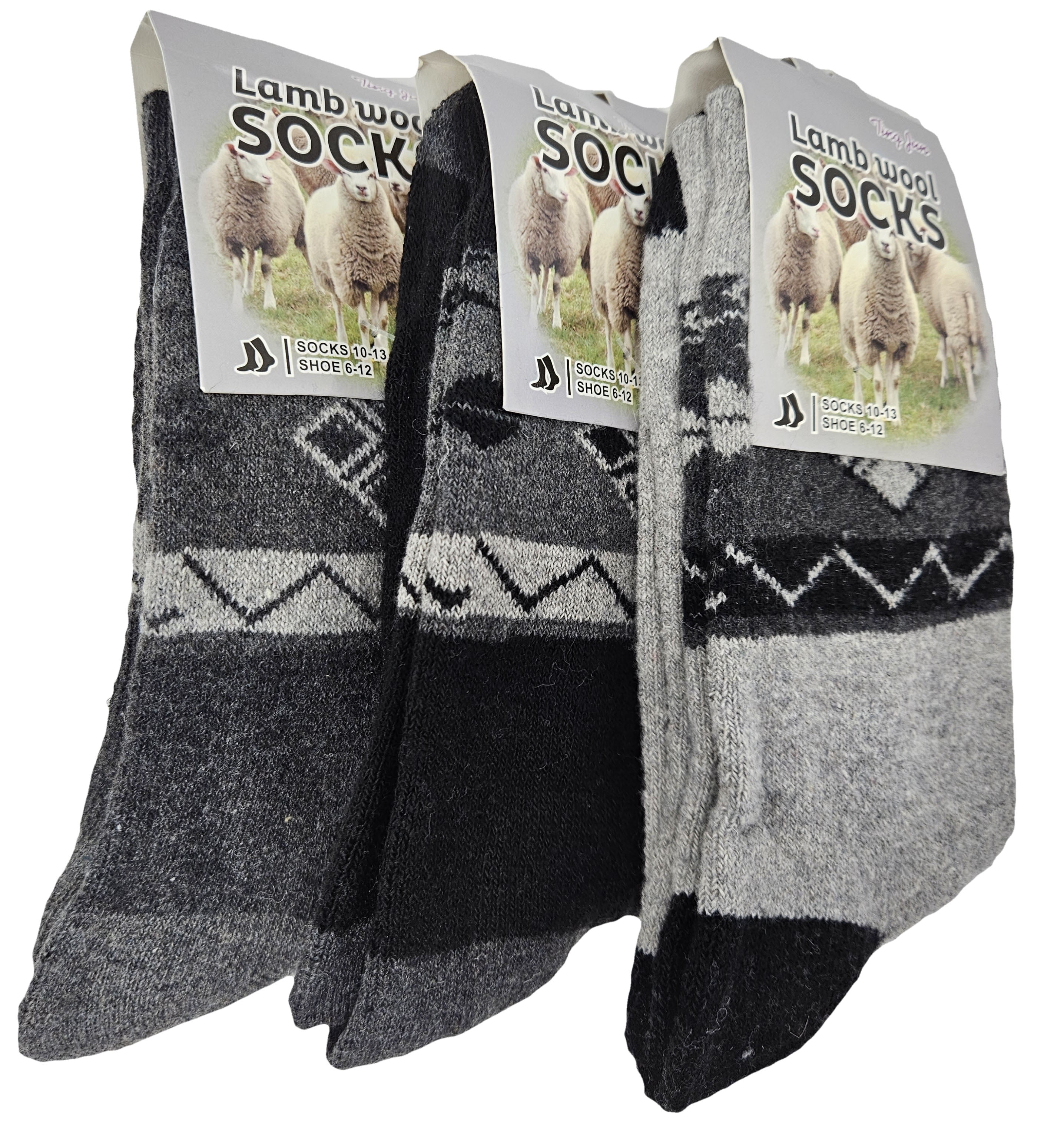 iBerryNY Men Lamb Wool Socks, Warm Winter Thermal Hiking Crew Socks, 3 ...
