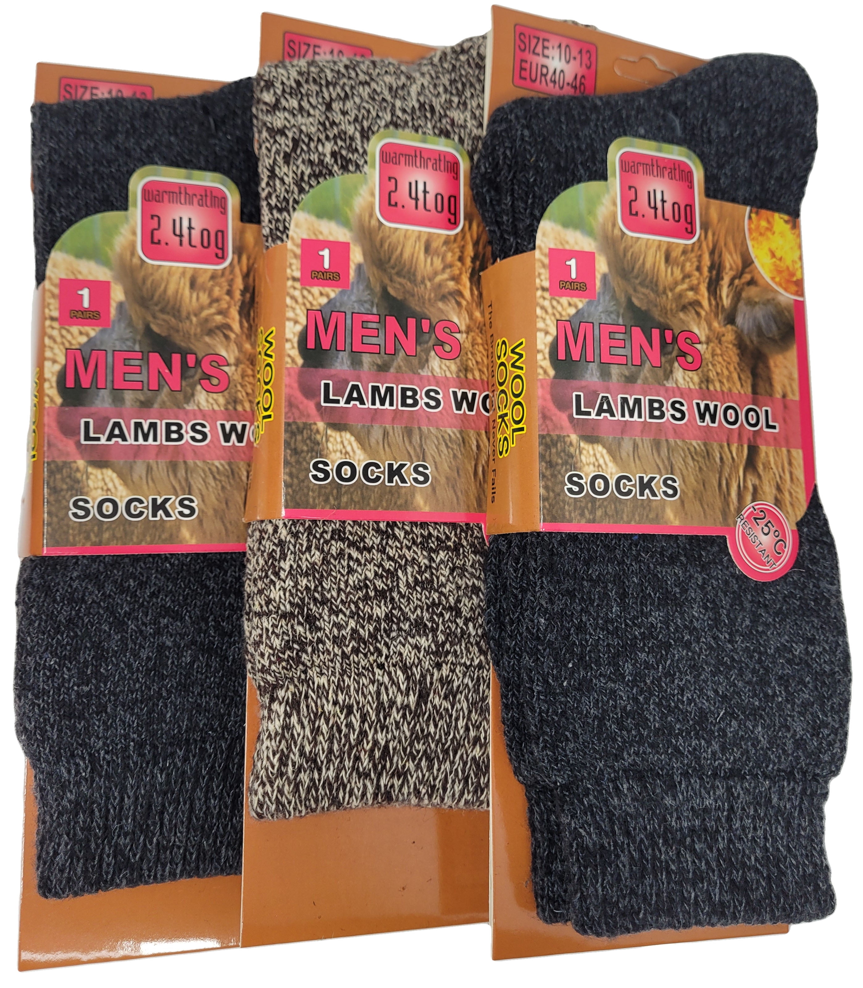 iBerryNY Men Lamb Wool Socks, Warm Winter Thermal Marled Socks, 3 Pairs ...
