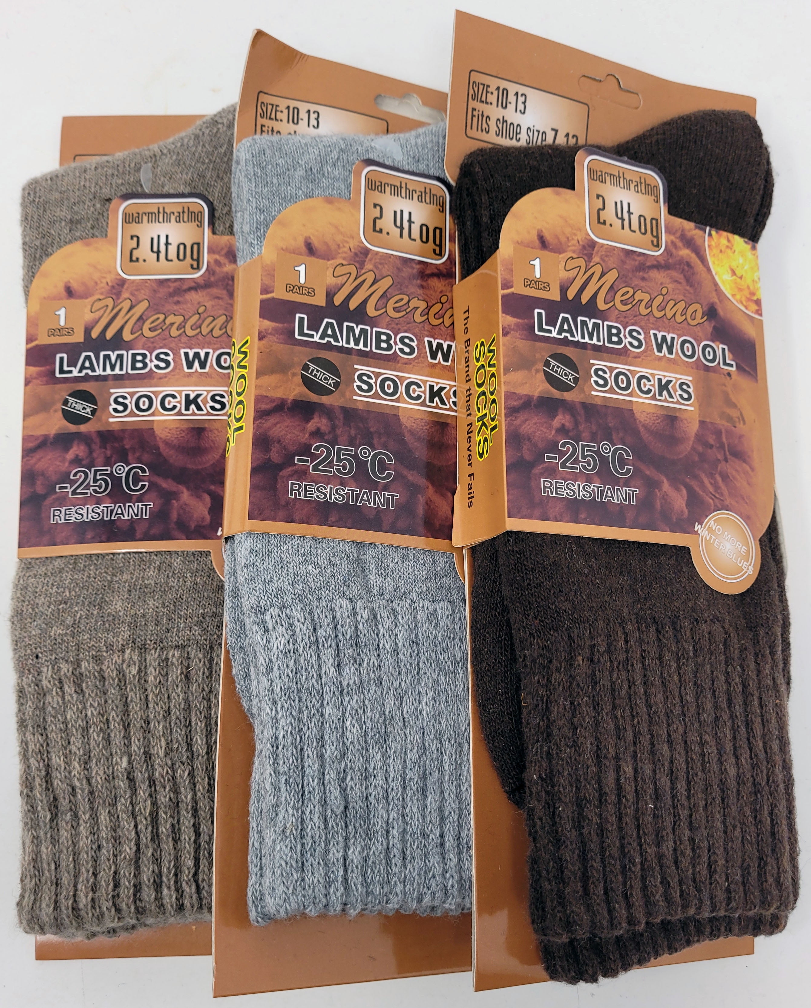 iBerryNY Men Merino Lamb Wool Socks Thermal Winter Warm Boot Crew, 3 ...