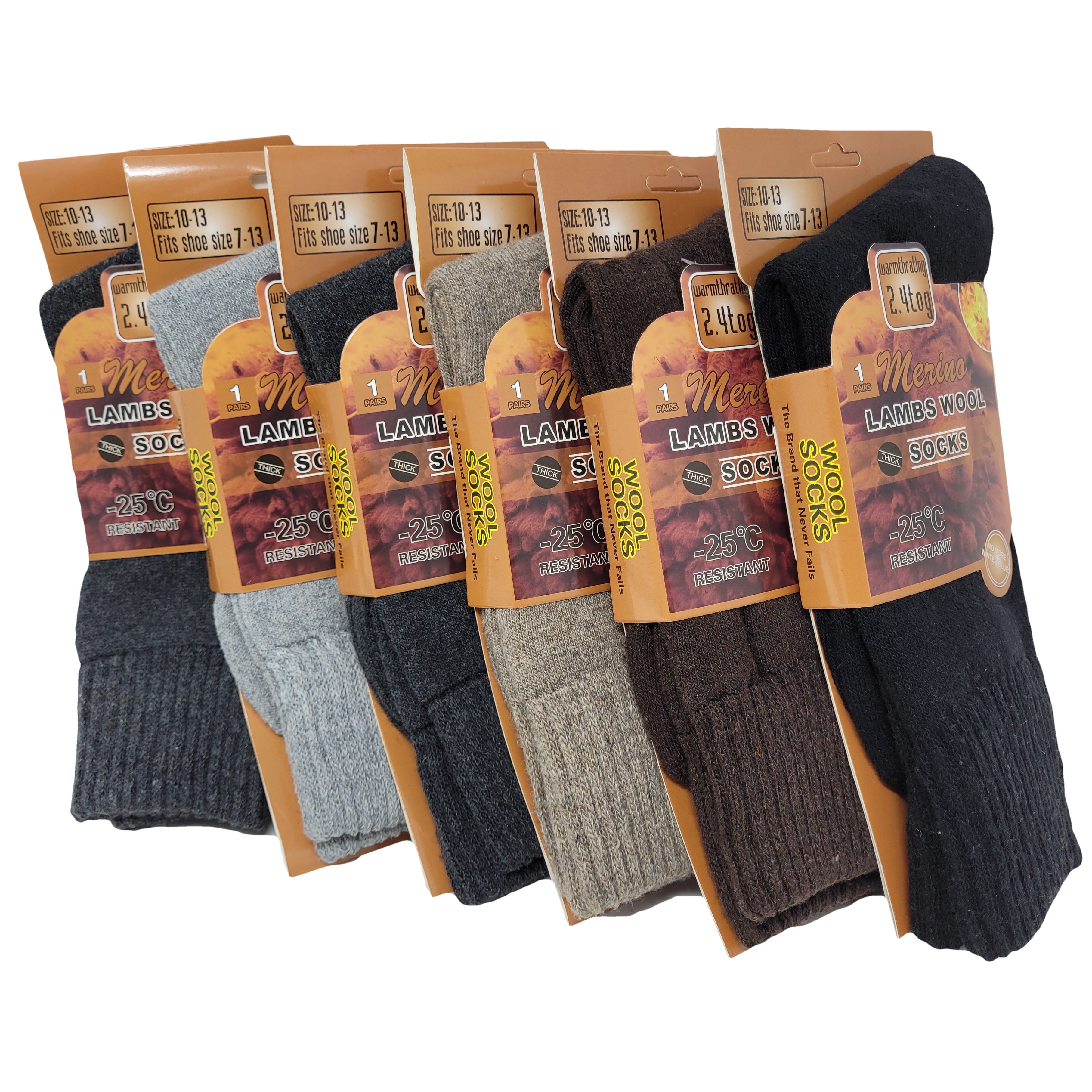 iBerryNY Men Merino Lamb Wool Socks, Thermal Warm Boot Crew, 6 Pairs ...