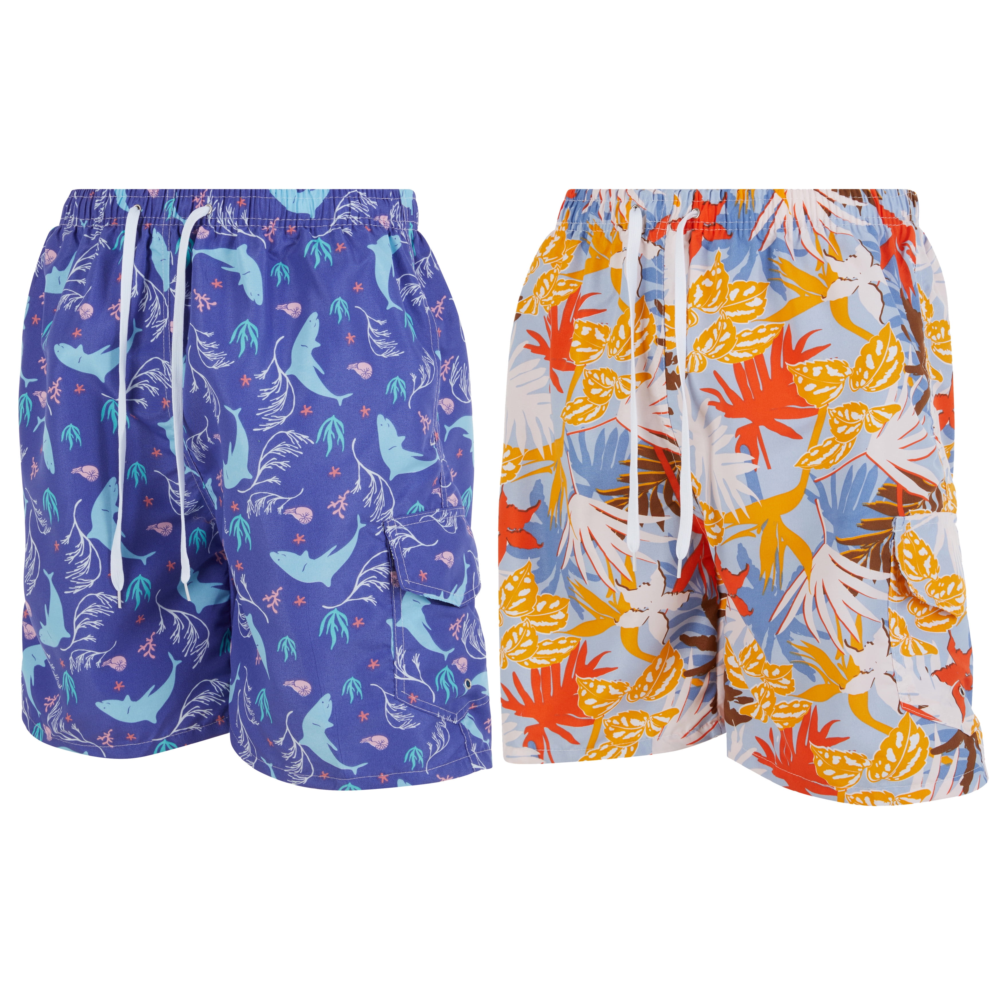 iBerryNY Mens Swimming Shorts, Cargo Pockets Swim Trunks w/ Lining, 2 ...