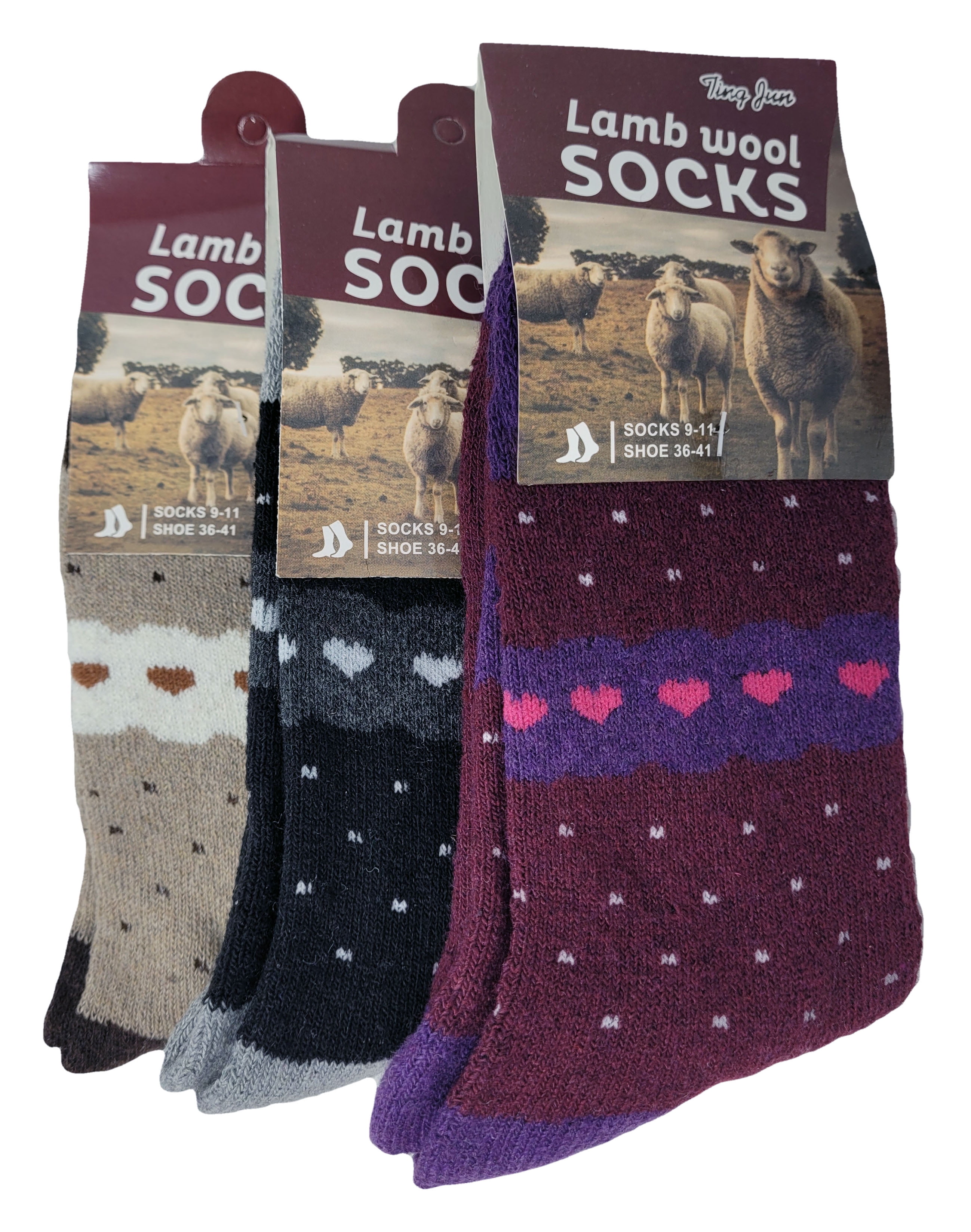 iBerryNY Women Lamb Wool Socks Thermal Warm Winter Hiking Boot Crew, 3 ...