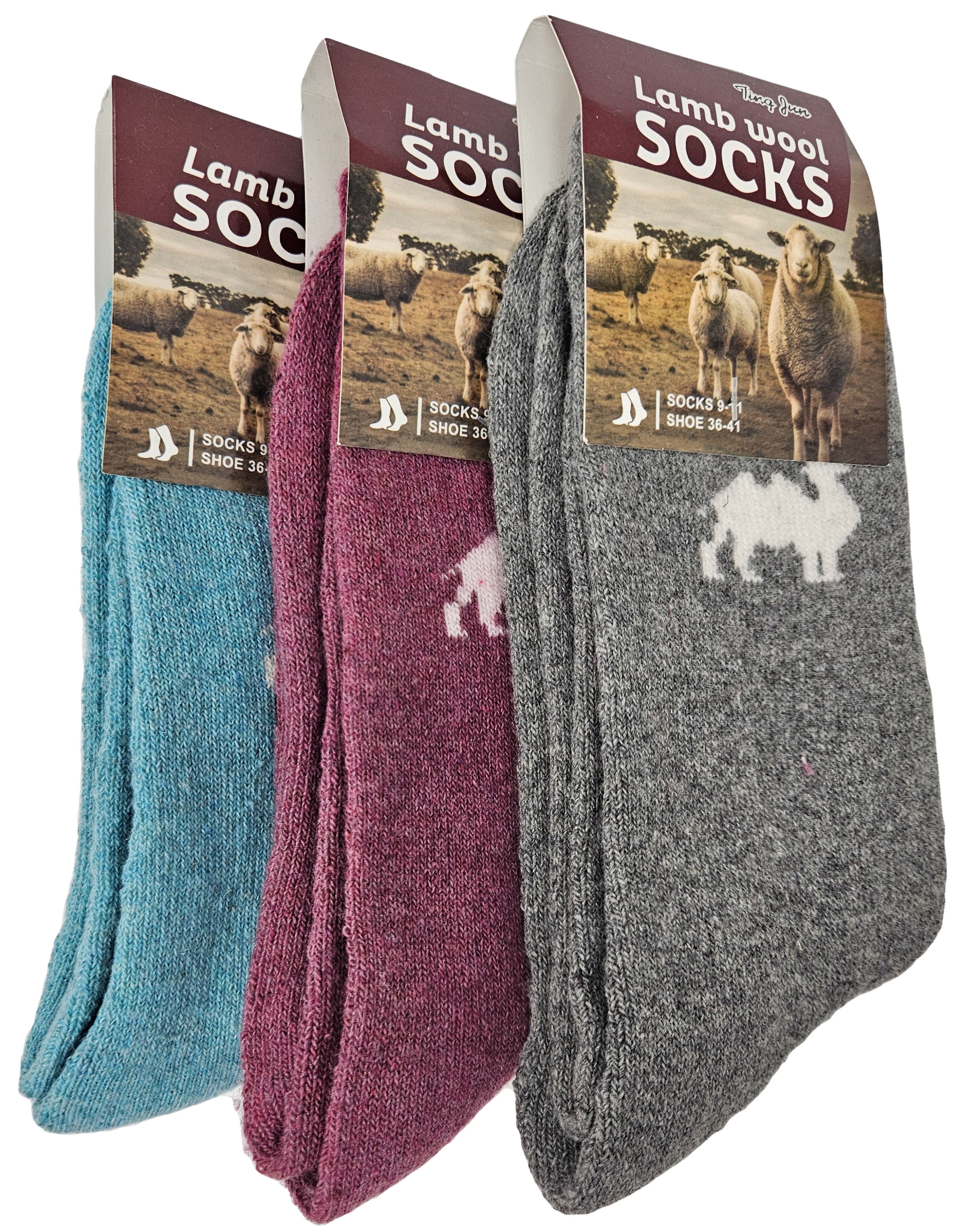 iBerryNY Women Lamb Wool Socks Thermal Warm Winter Hiking Boot Crew, 3 ...