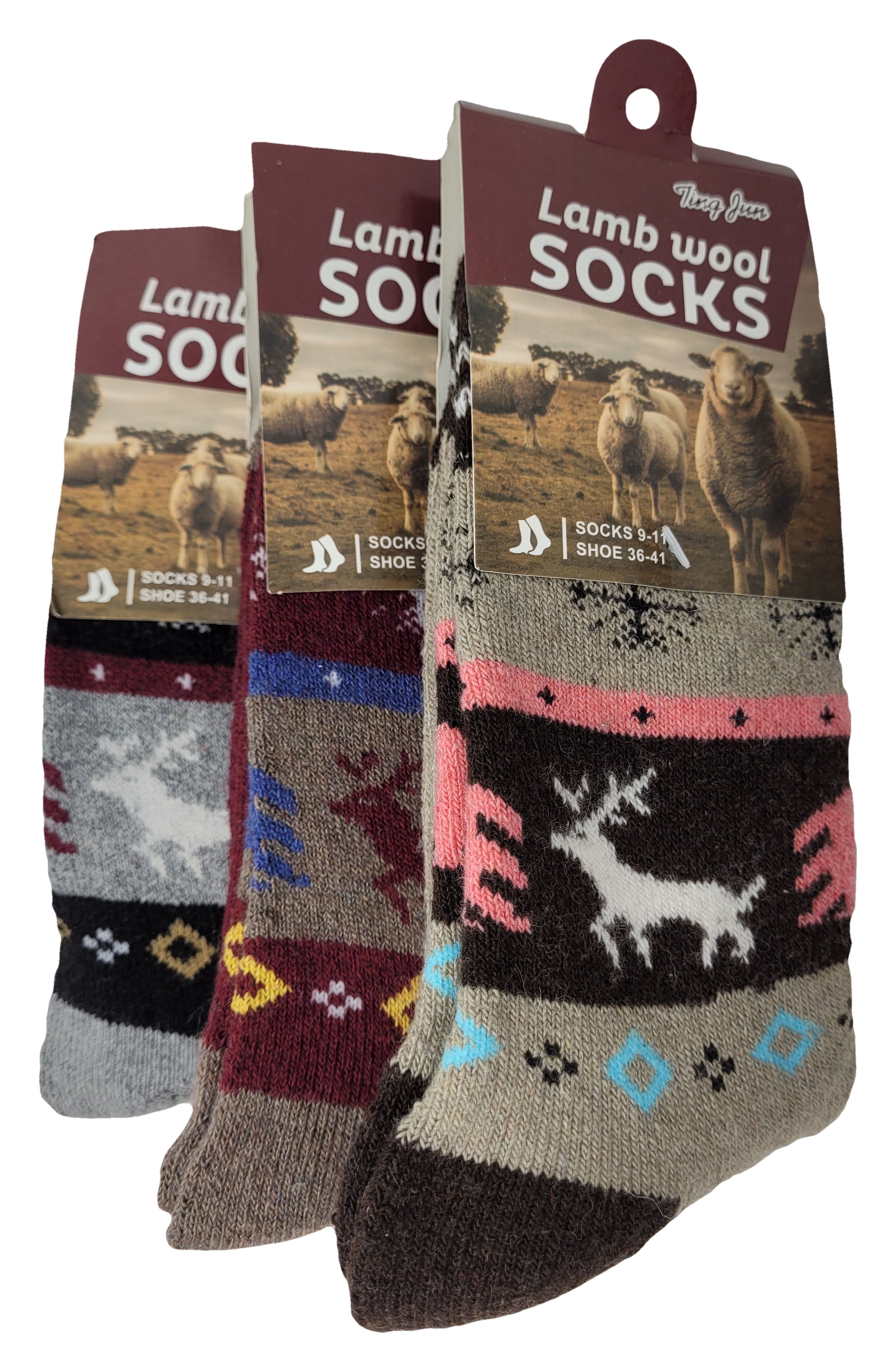 iBerryNY Women Lamb Wool Socks Thermal Warm Winter Hiking Boot Crew, 3 ...