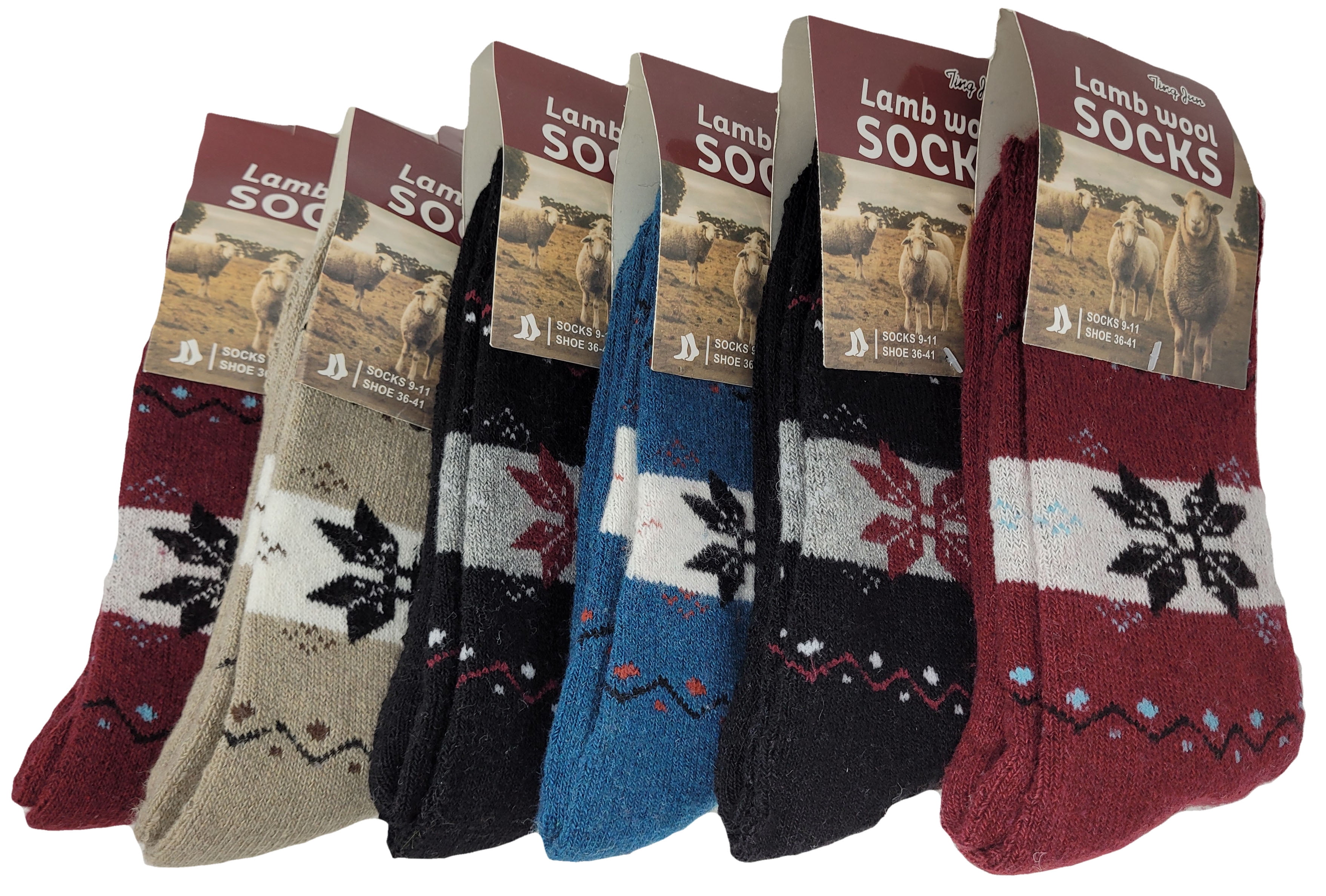 iBerryNY Women Lamb Wool Socks Thermal Warm Winter Hiking Boot Crew, 6 ...