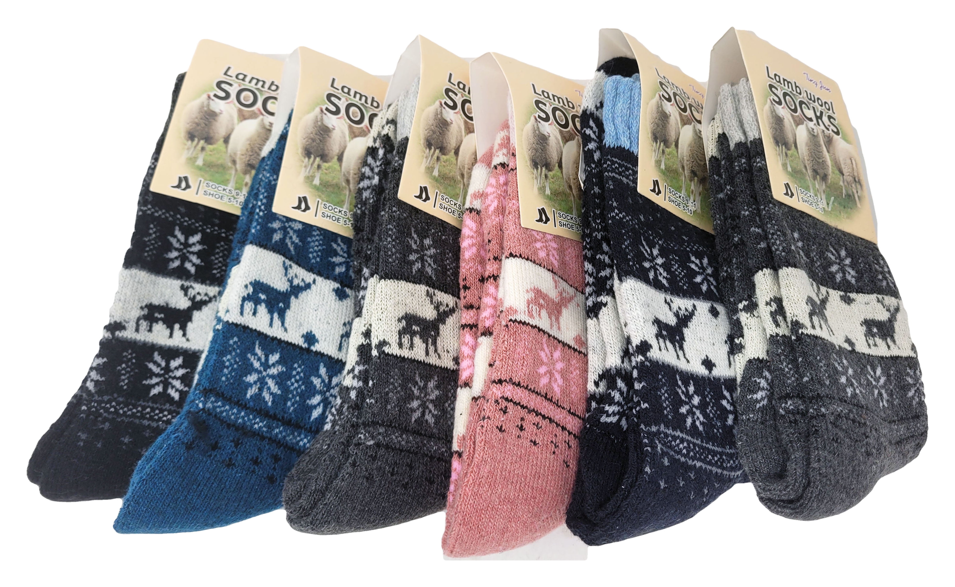 iBerryNY Women Lamb Wool Socks Thermal Warm Winter Hiking Boot Crew, 6 ...