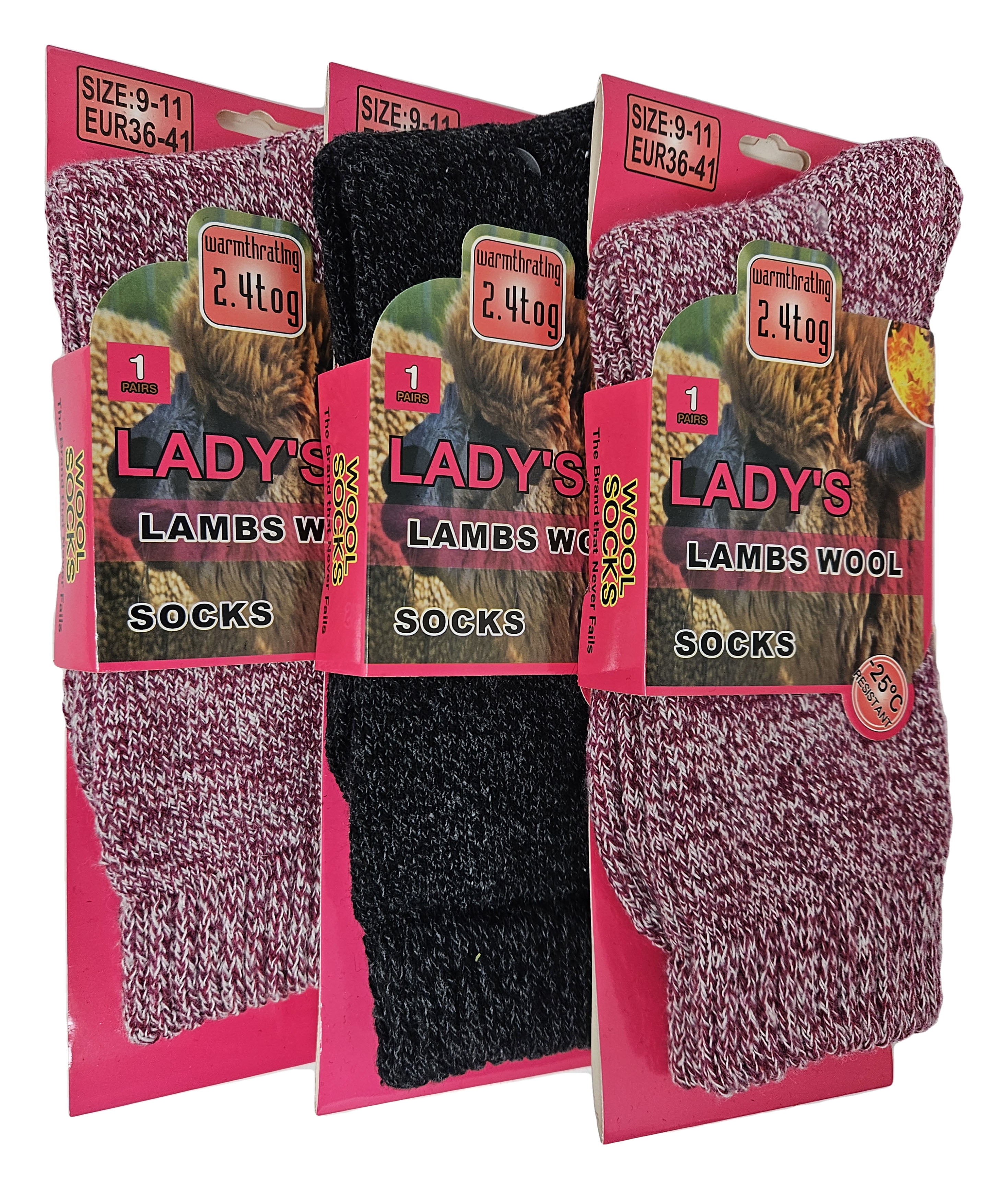iBerryNY Women Lamb Wool Socks, Warm Winter Thermal Marled Socks, Size ...