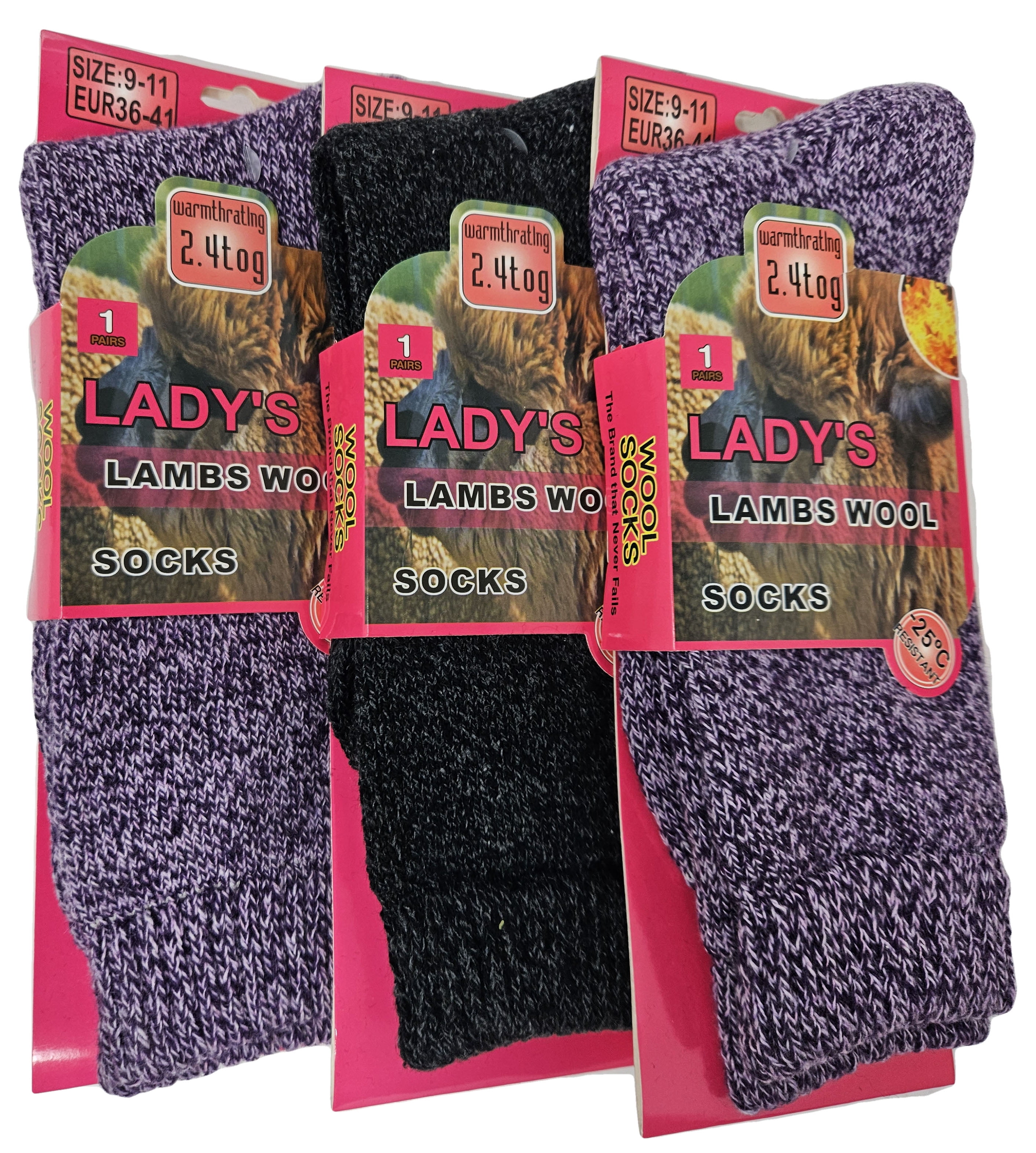 iBerryNY Women Lamb Wool Socks, Warm Winter Thermal Marled Socks, Size ...