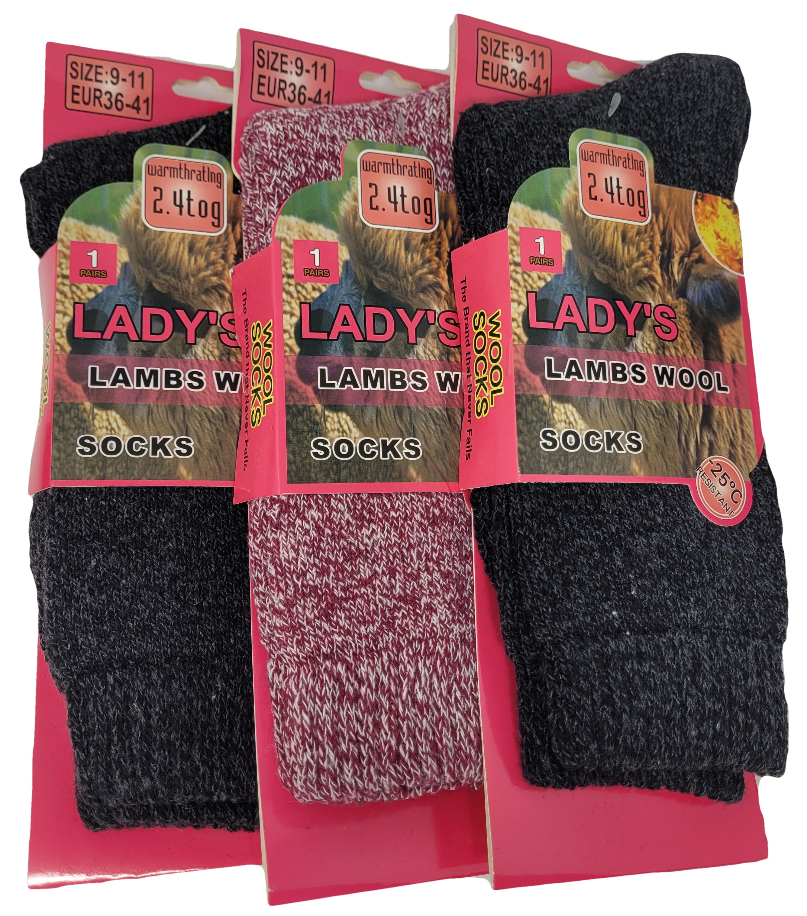 iBerryNY Women Lamb Wool Socks, Warm Winter Thermal Marled Socks, Size ...