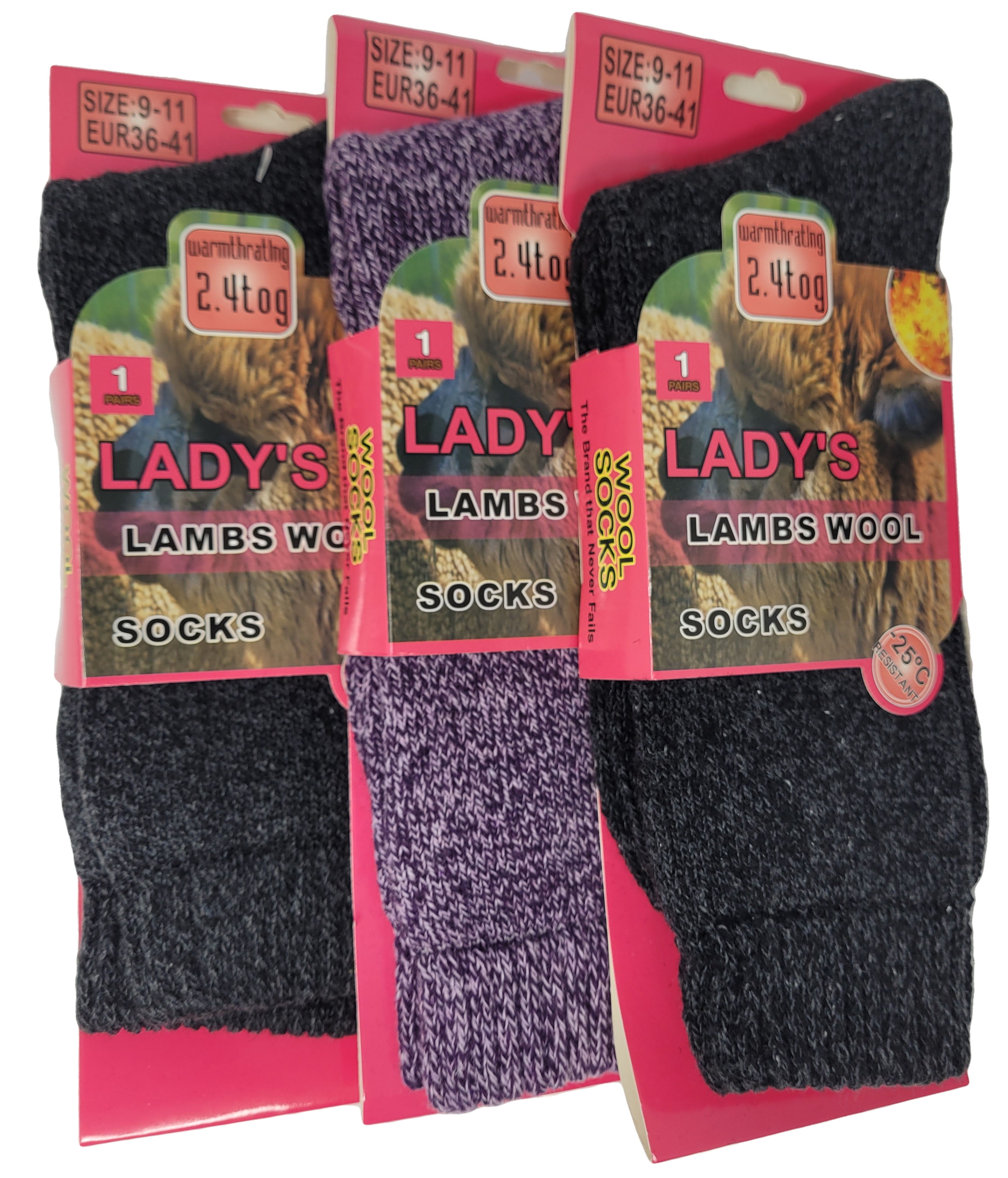 iBerryNY Women Lamb Wool Socks, Warm Winter Thermal Marled Socks, Size ...