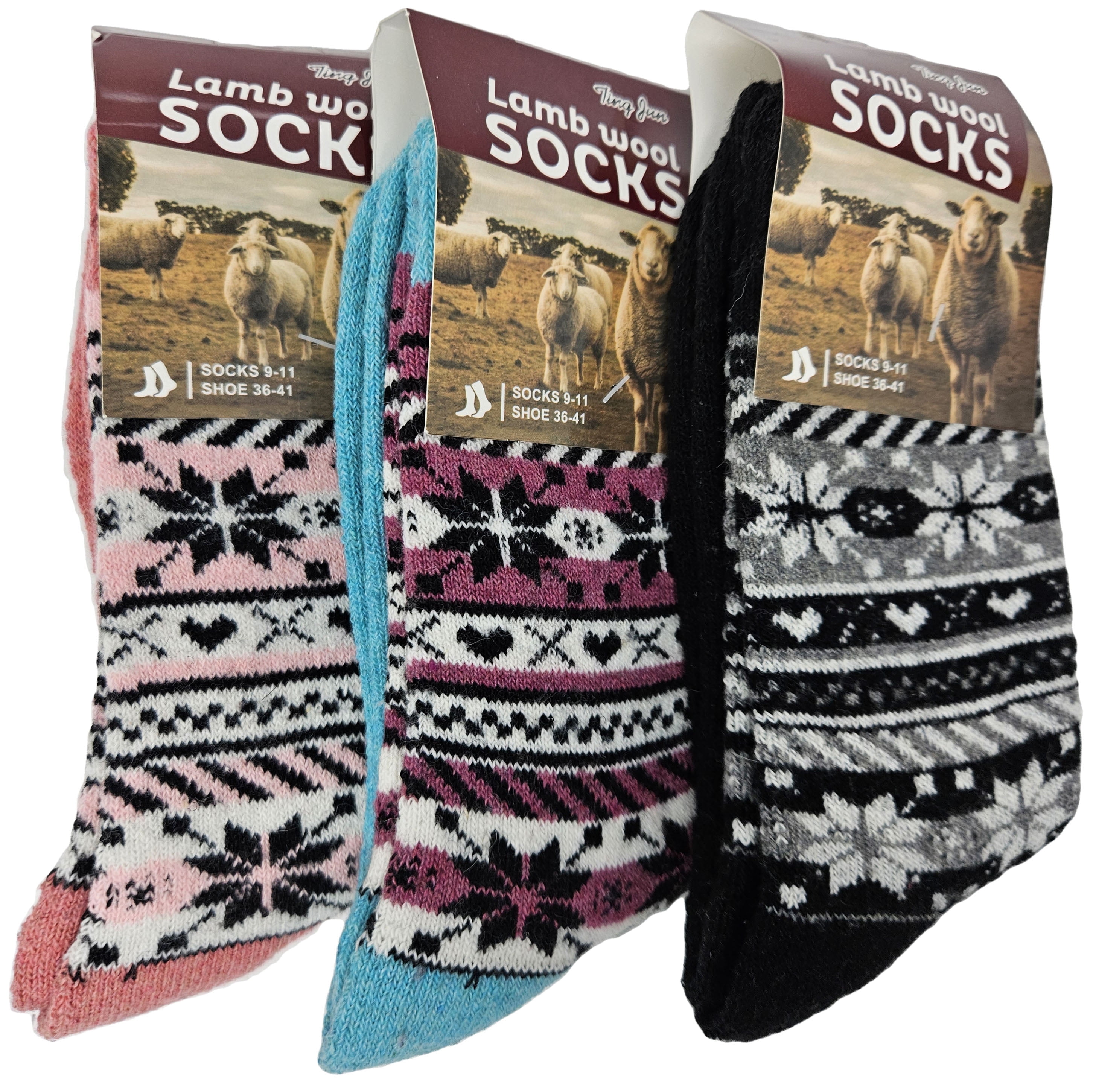 iBerryNY Women Winter Socks Lamb Wool Thermal Warm Hiking Boot Crew, 3 ...