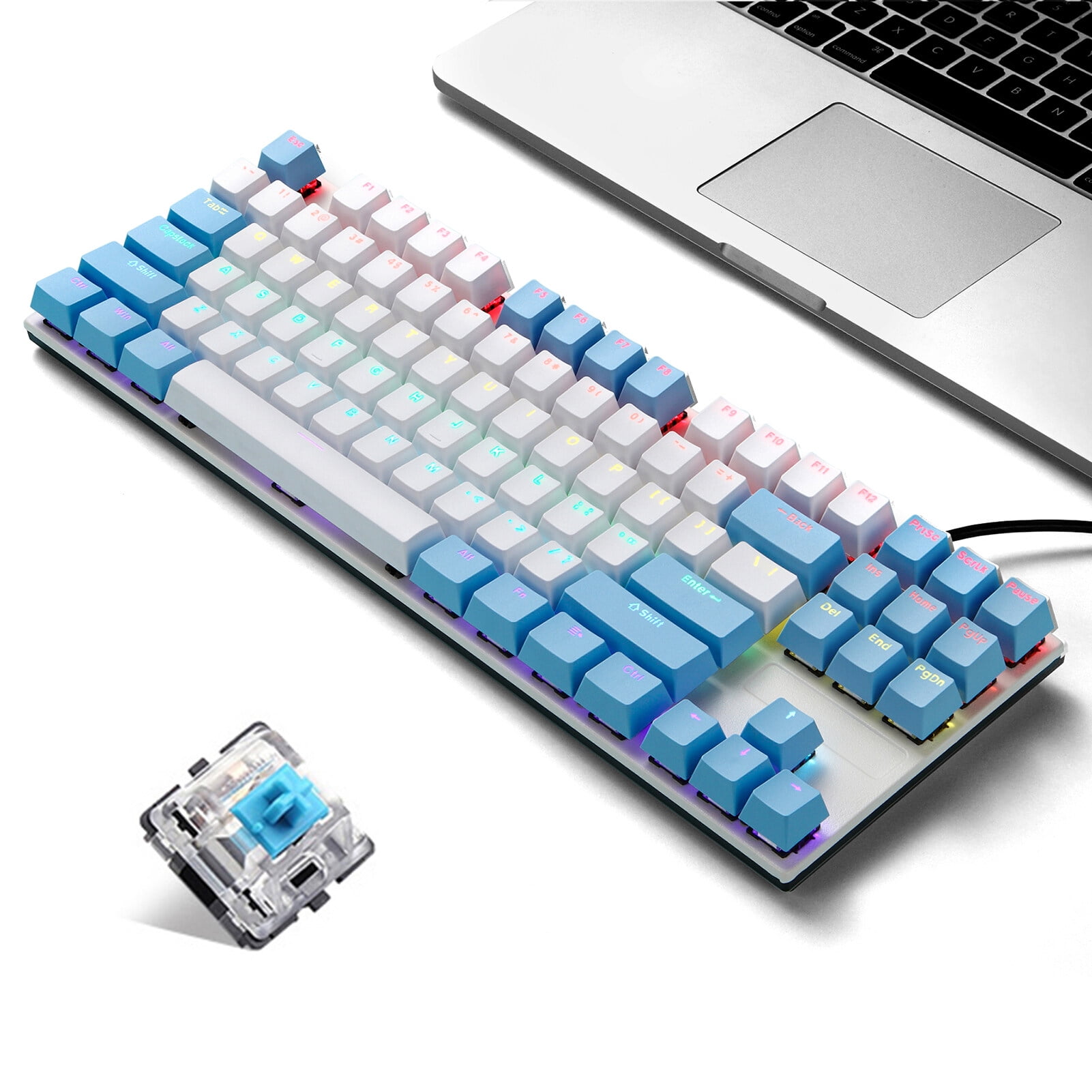 iBlancod K87 87 Keys Wired Mechanical Keyboard Metal Panel Two-color ...