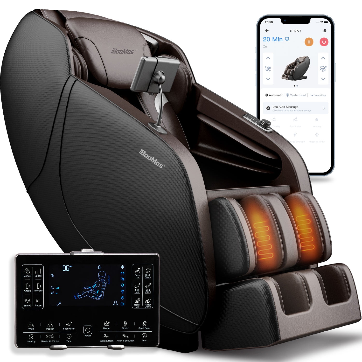 iBooMas Massage Chair Full Body, Zero Gravity SL-Track Shiatsu Massage ...