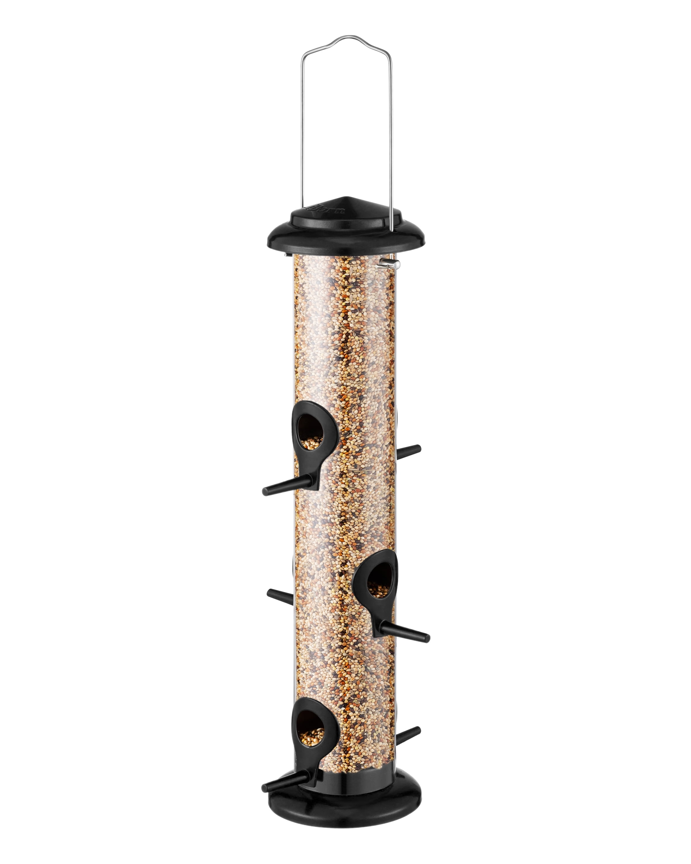 iBorn Metal Bird Feeder Black 14 Inch with Six Feed Ports Outdoor ...