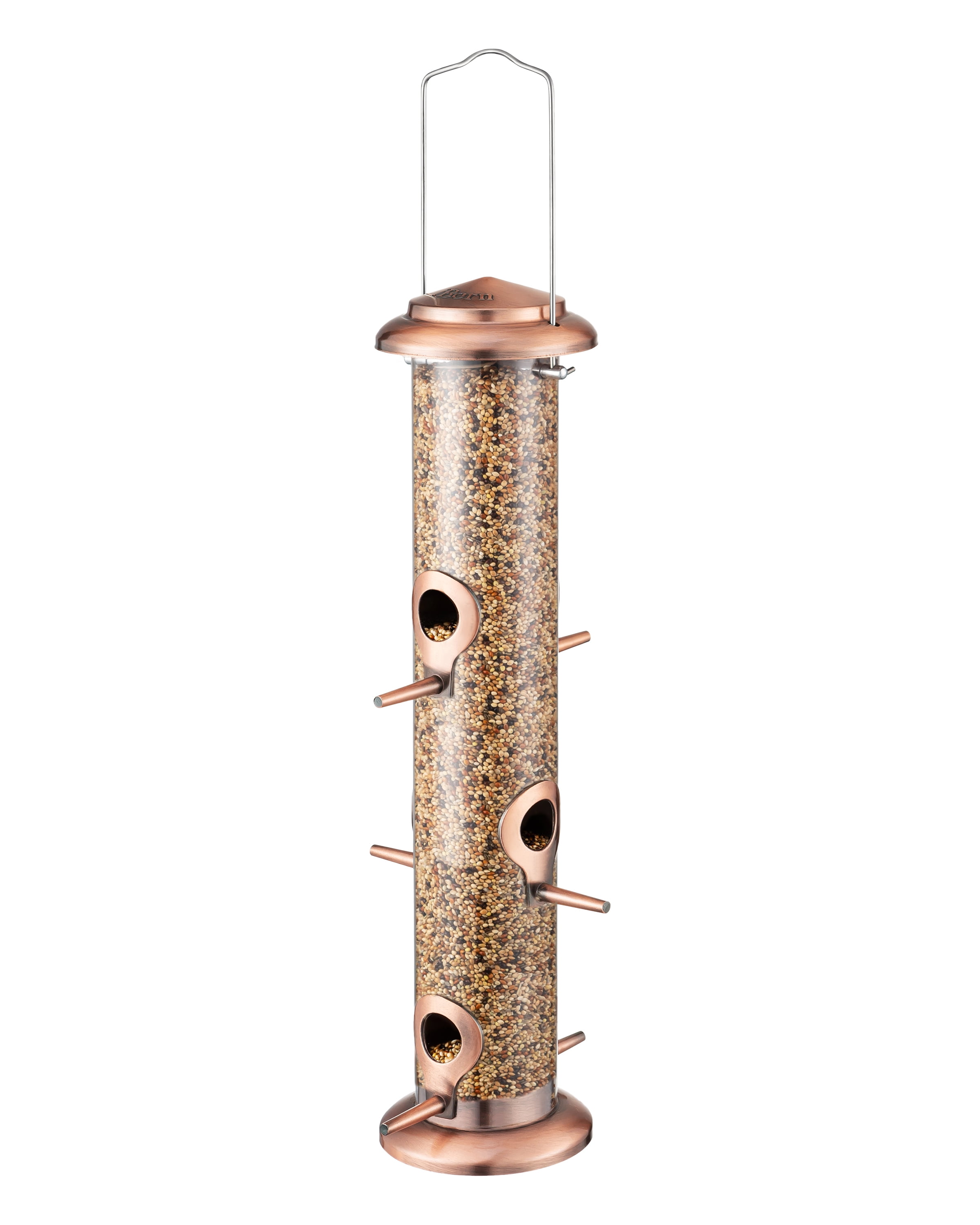 iBorn 14-Inch Metal Bird Feeder, Brushed Copper, 6 Ports, Outdoor ...
