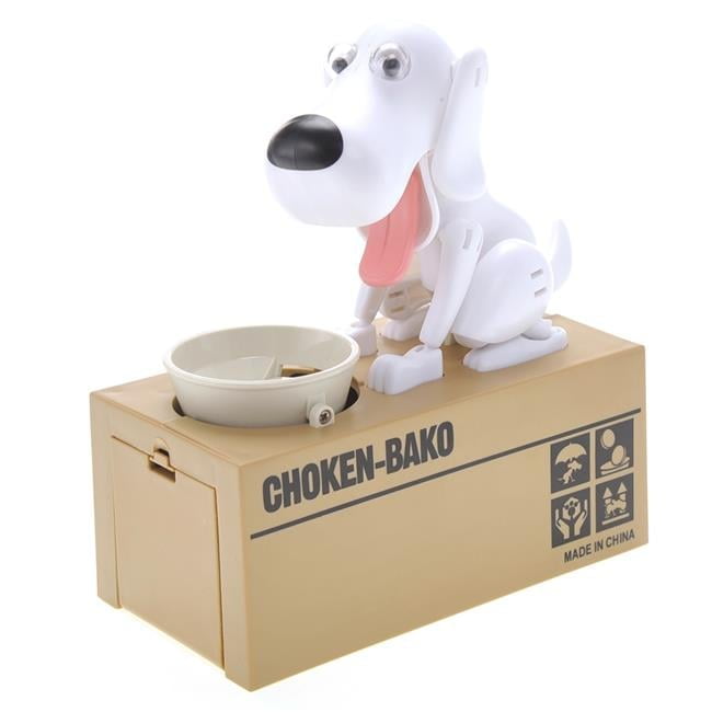 iBot My Dog Piggy Bank - Robotic Coin Munching Toy Money Box, White ...