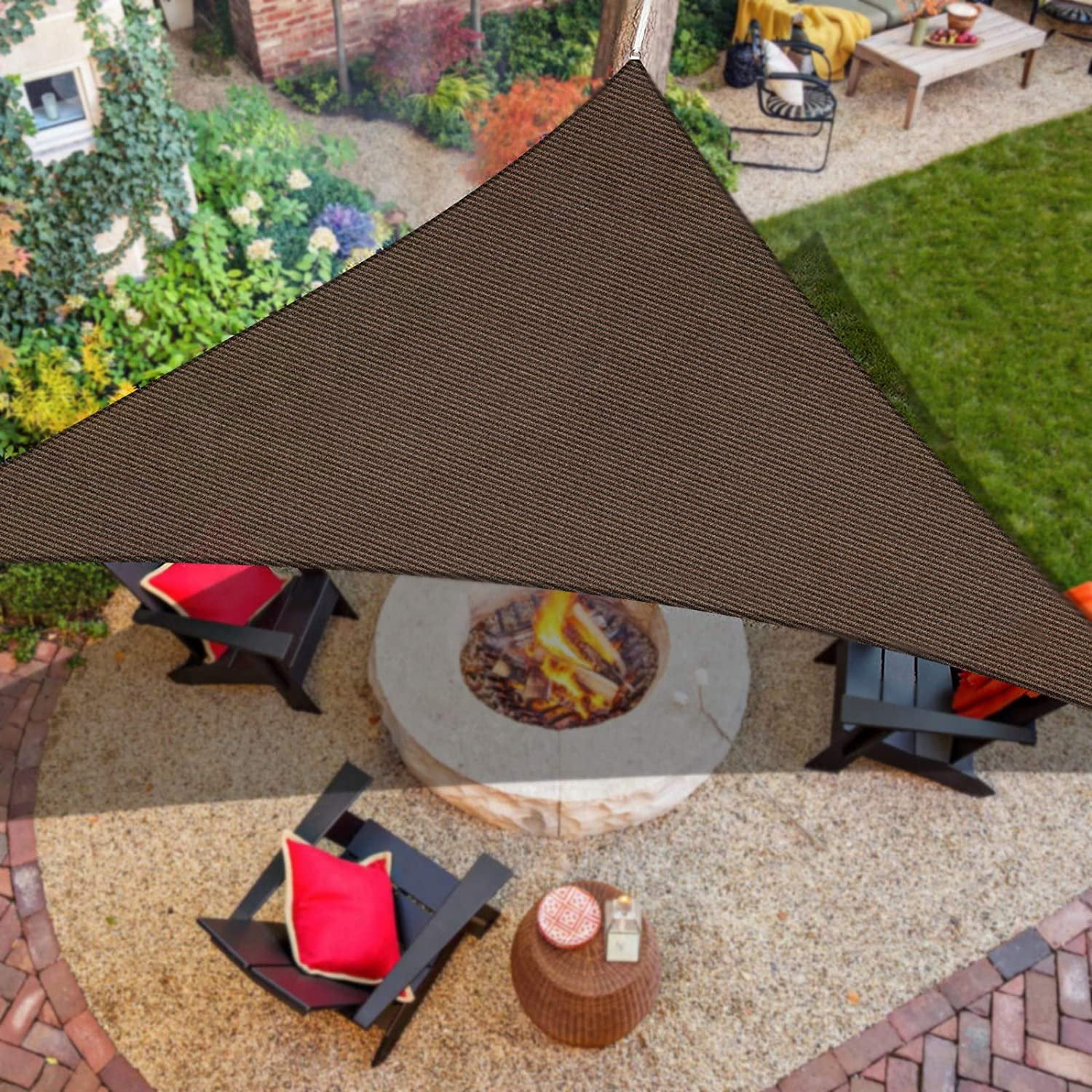 iCOVER 13'x13'x18'6" Sun Shade Sail Canopy, 185GSM Fabric Permeable ...