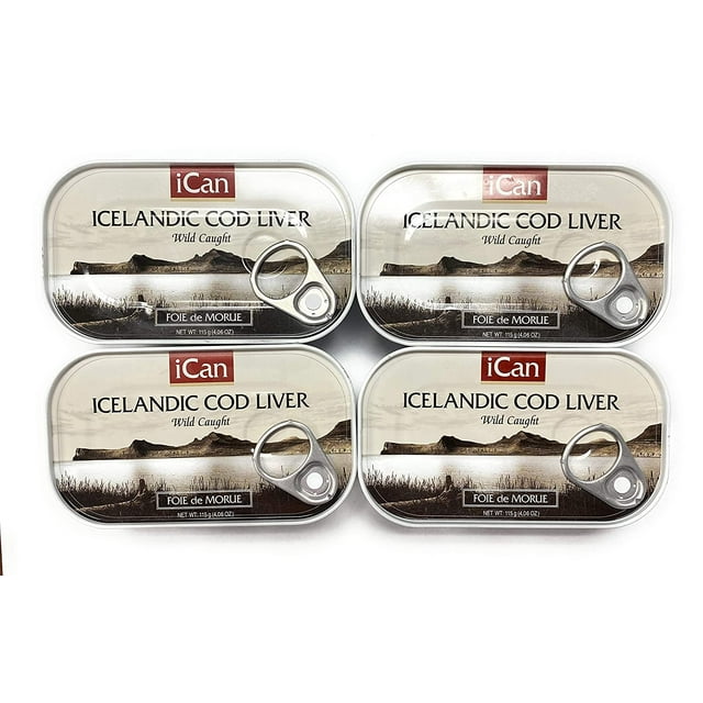 iCan Wild Caught Iceland Cod Liver Oil Tinned Fish, 4.27 oz. Cans (Pack ...