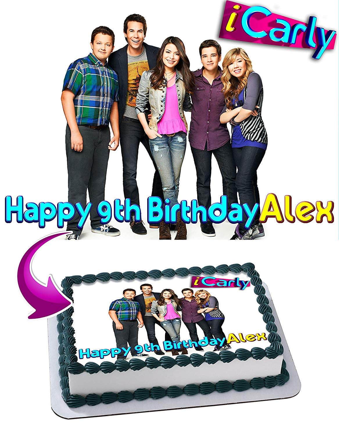 iCarly Edible Cake Image Topper Personalized Birthday Party 1/4 Sheet ...