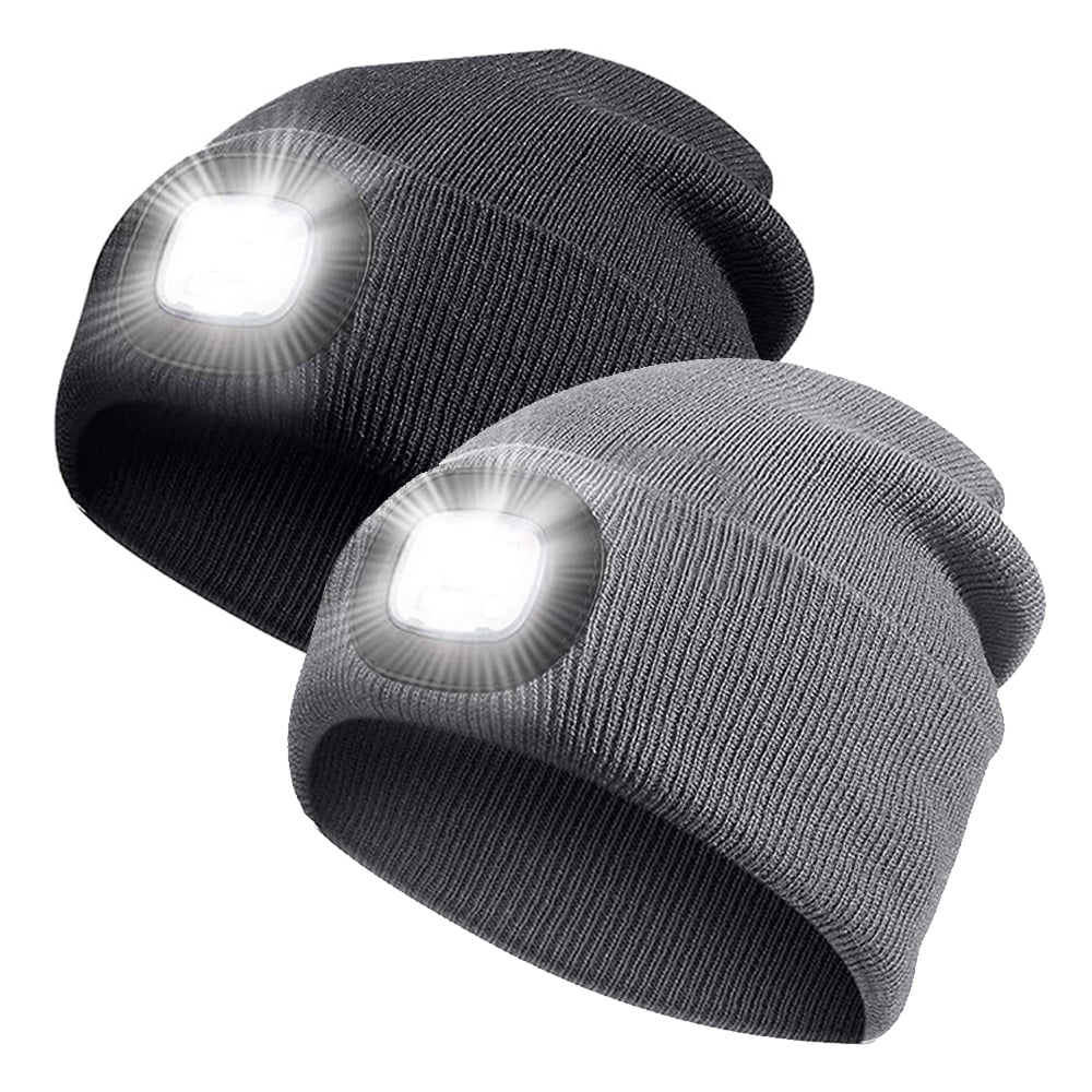 iClover 2-Pack USB Rechargeable LED Beanie, Outdoor Night Headlamp, Perfect for Hiking & Camping ...