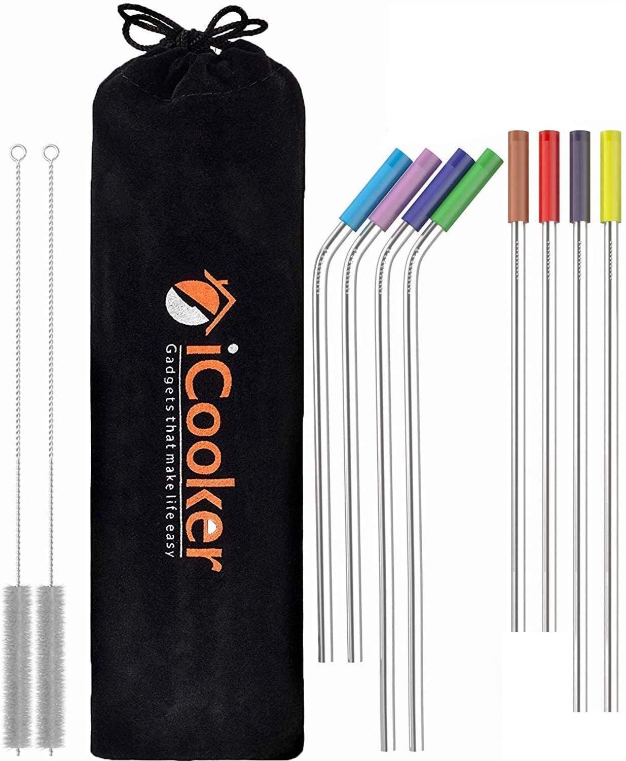 Honrane Portable Stainless Steel Straw Travel Straw 1 Set Reusable ...