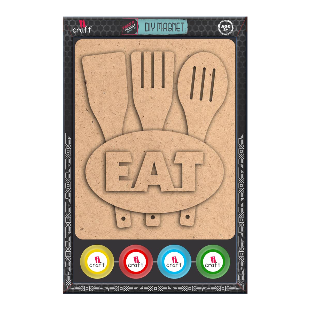 iCraft DIY Art and Craft DIY Fridge Magnet Making Kit Pack with 4 Chalk ...