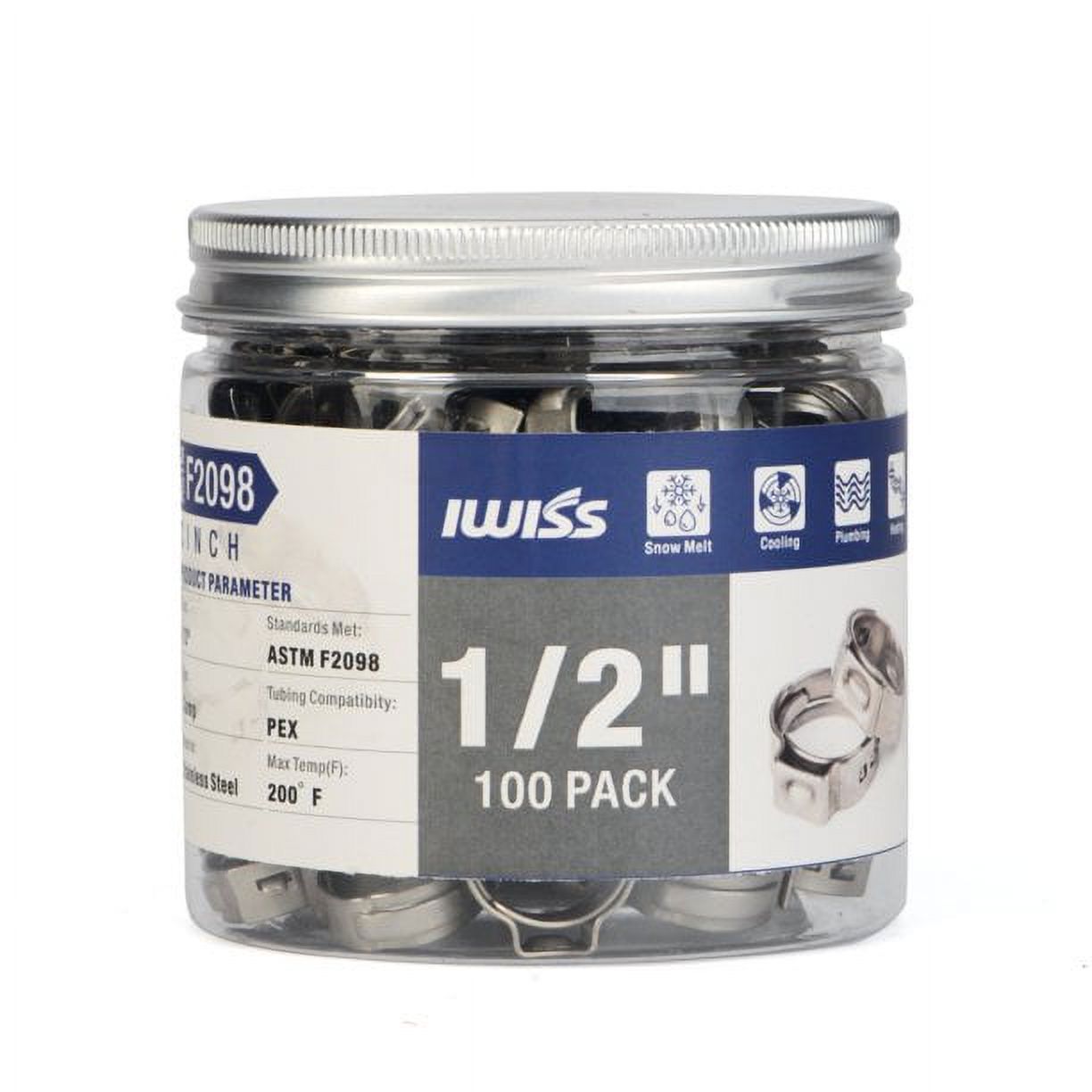 iCrimp 1/2" PEX Stainless Steel Clamp Cinch Rings,Crimp Pinch Fitting ...