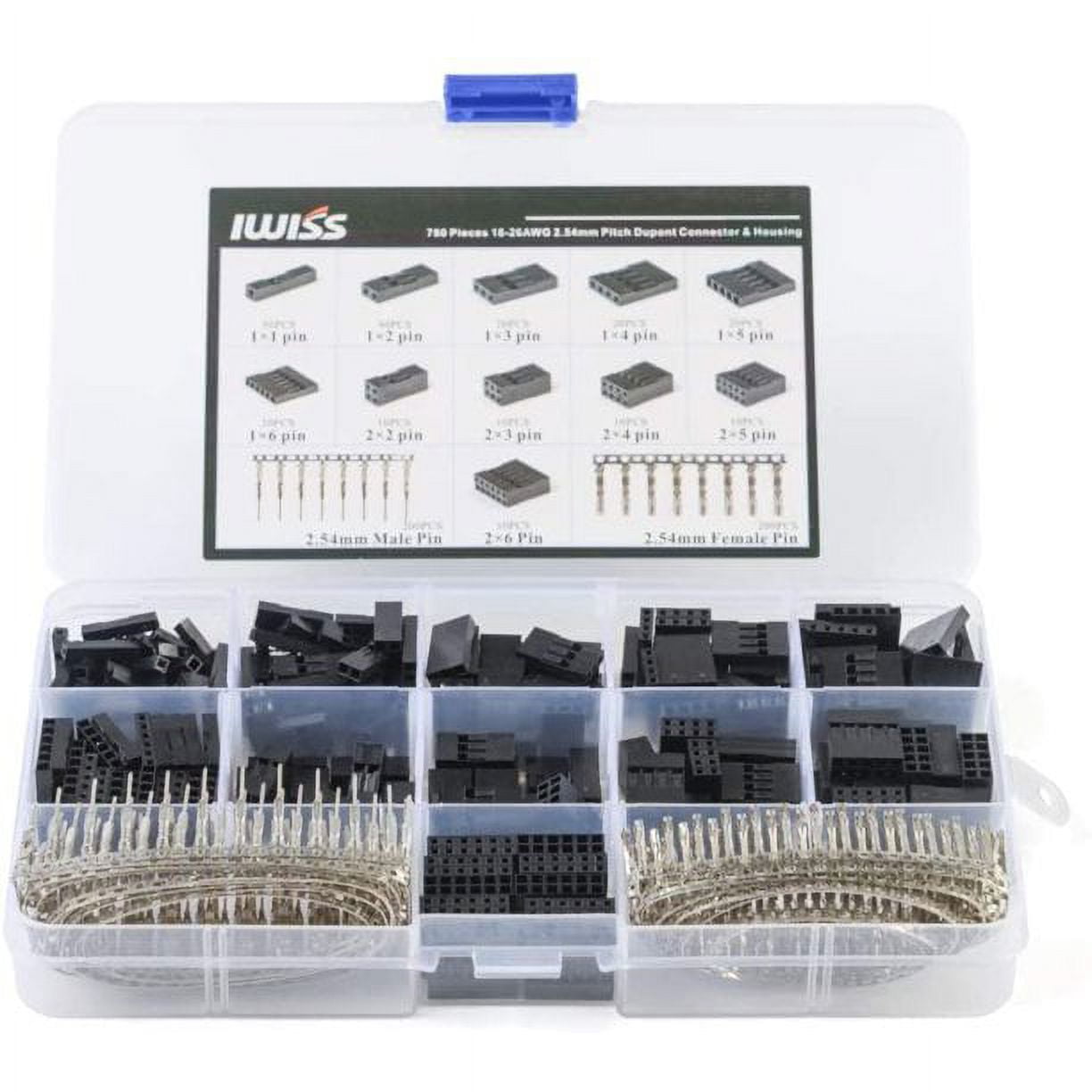 iCrimp 2.54mm Pitch Dupont Male/Female Pin Connector Kit 620PCS ...