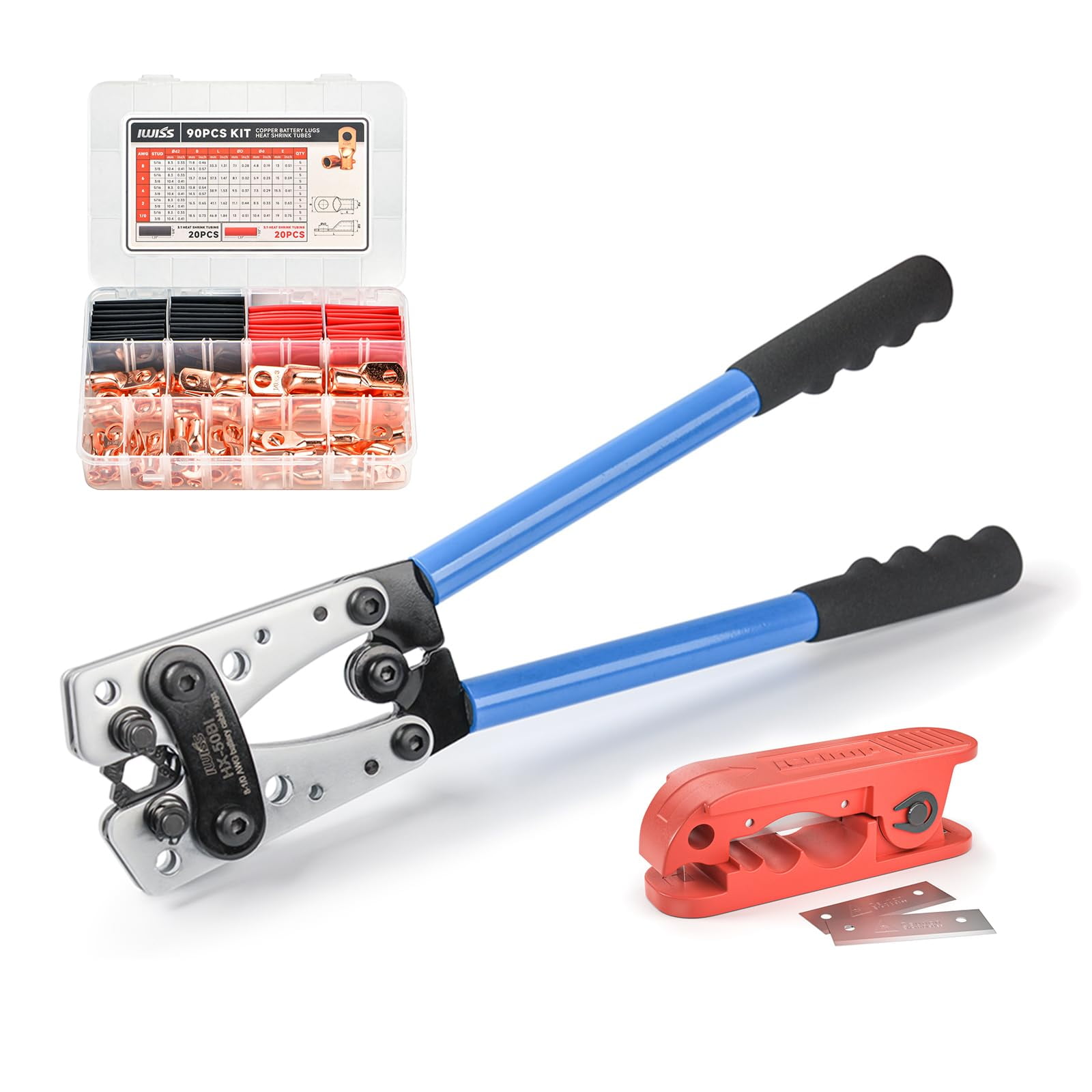 iCrimp Battery Cable Lug Crimping Tool Kit For Copper Lugs Awg 8-1/0 ...