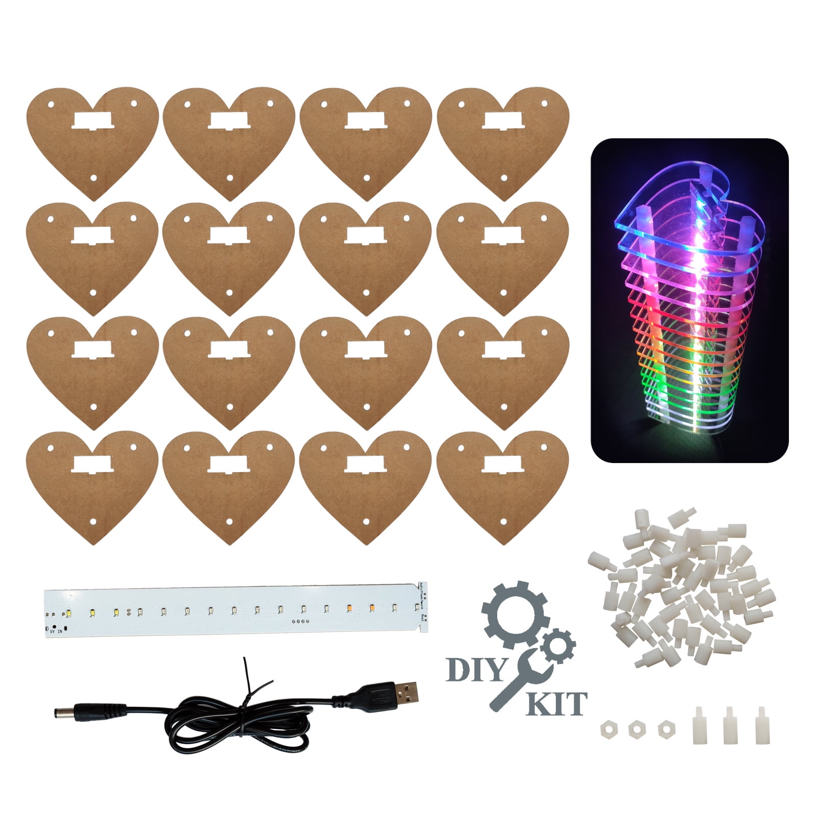 iCubeSmart 16 LED Audio Spectrum DIY Electronic Kit (PP16LED-HEART ...