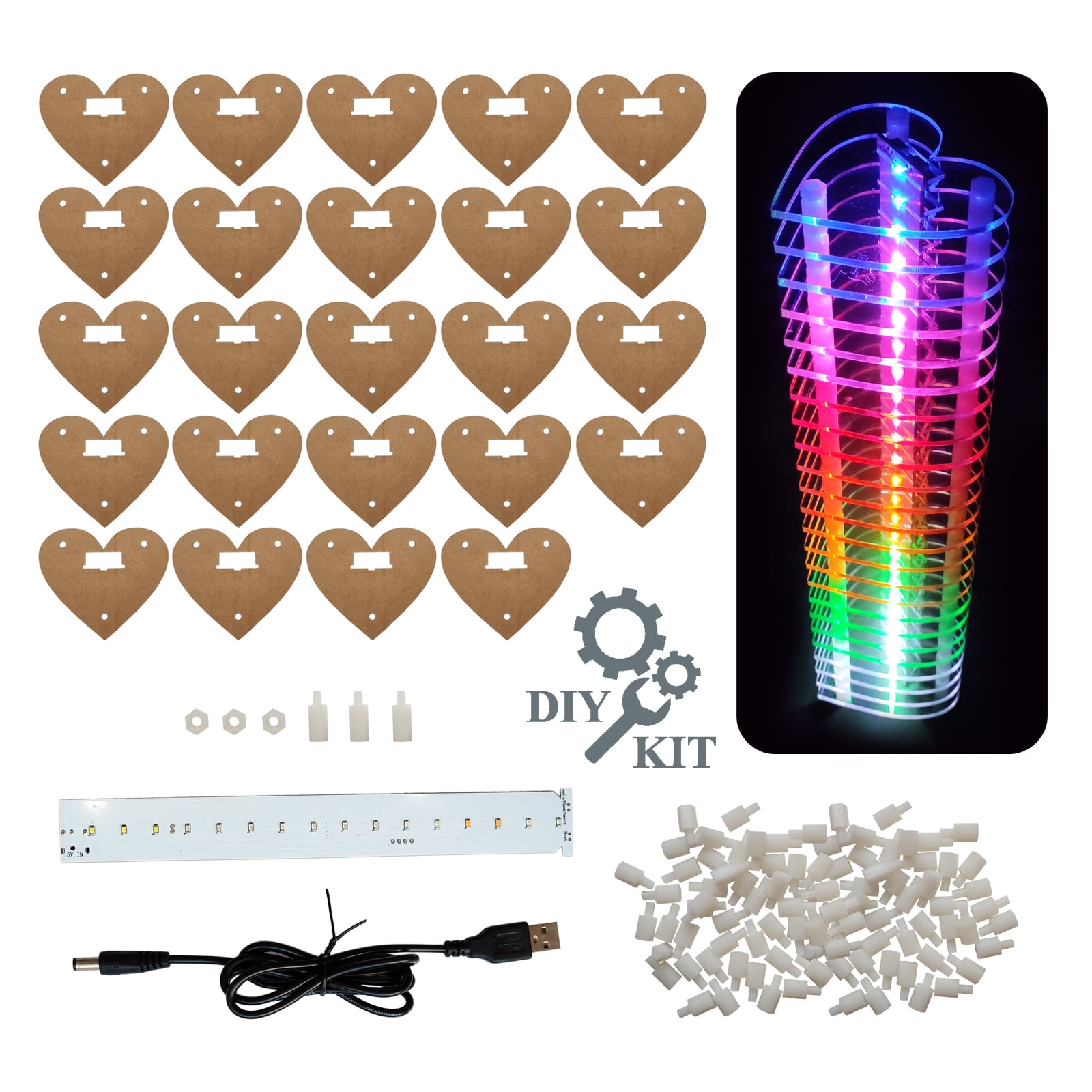 iCubeSmart 24 LED Audio Spectrum DIY Electronic Kit (PP24LED-HEART ...