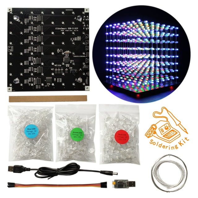 iCubeSmart 3D8C Led cube kit DIY electronics kit 8x8x8 Learning to ...